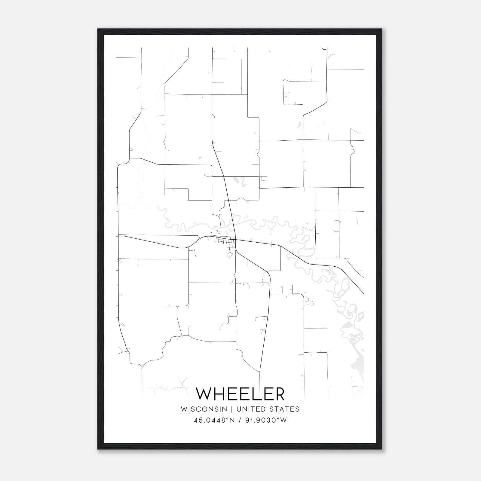 Wheeler Wisconsin Map Poster, Modern Home Decor Wall Art Print - Custom ...