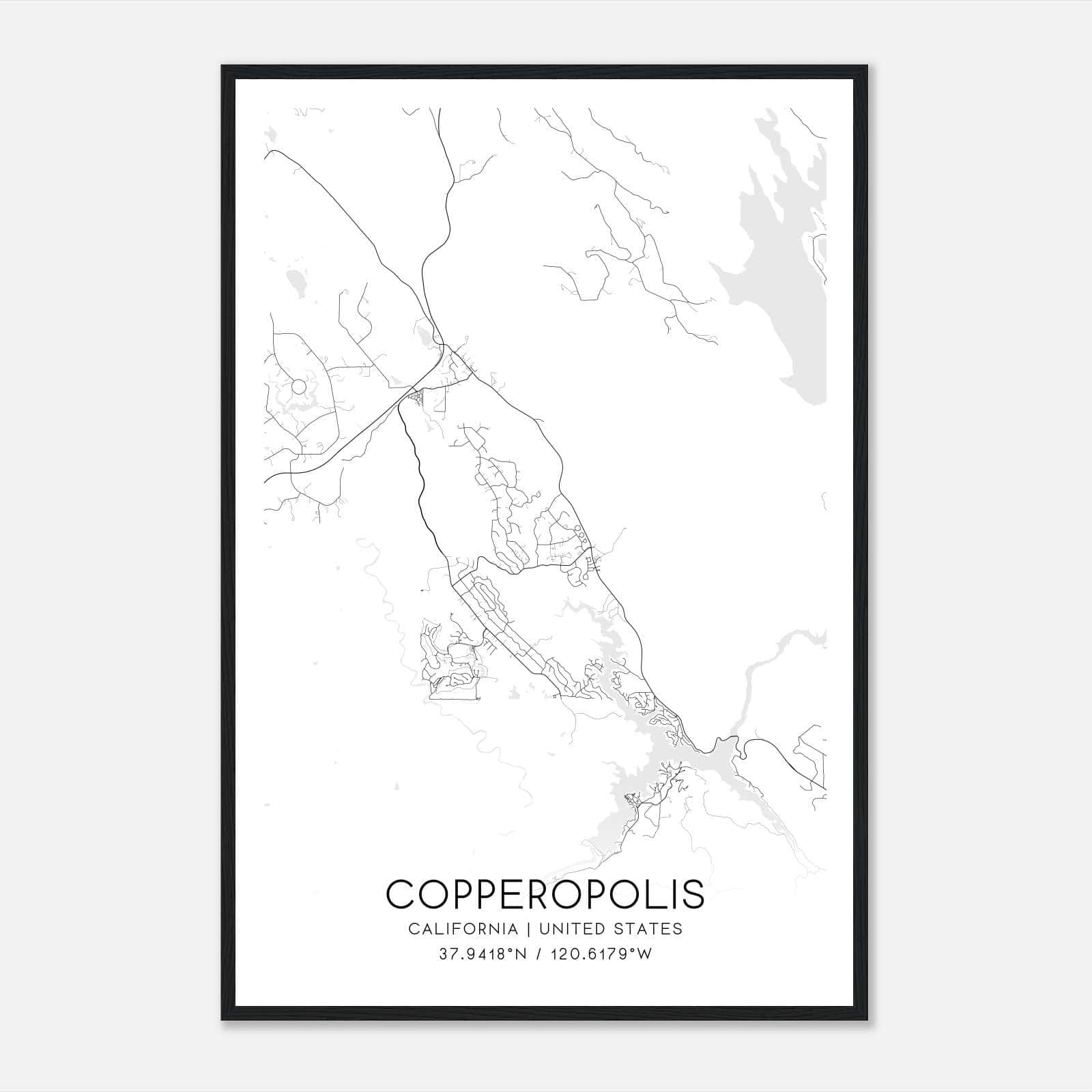 Copperopolis California Map Poster, Modern Home Decor Wall Art Print ...
