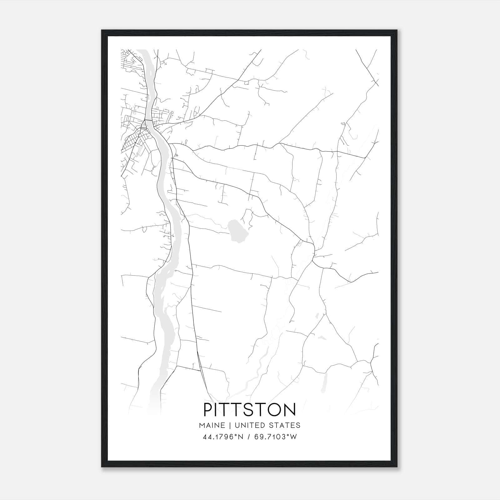 Pittston Maine Map Poster, Modern Home Decor Wall Art Print - Custom ...