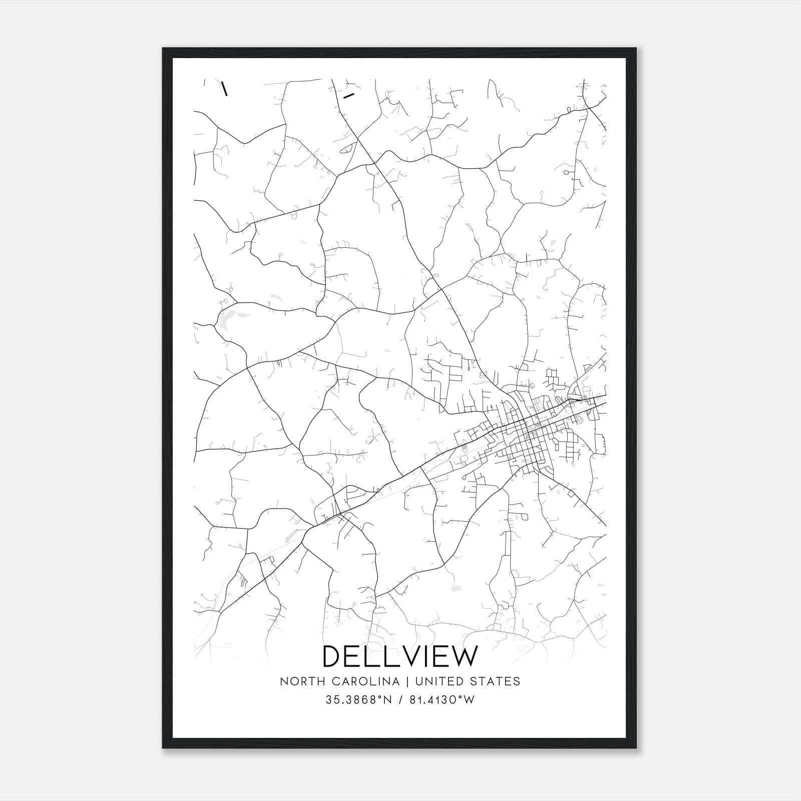 Dellview North Carolina Map Poster, Modern Home Decor Wall Art Print ...