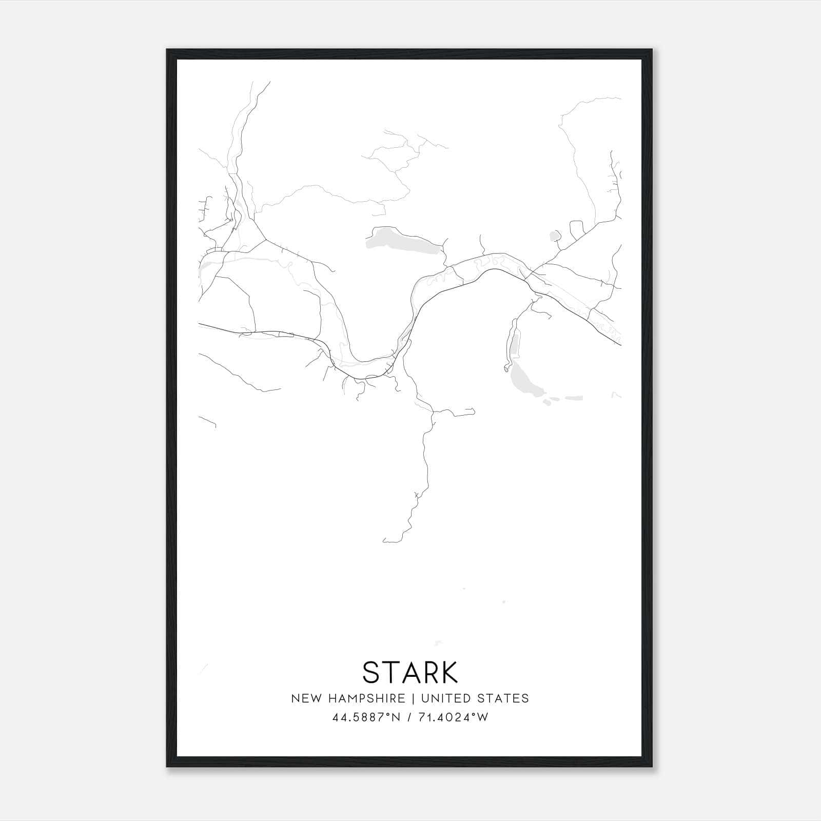 Stark New Hampshire Map Poster, Modern Home Decor Wall Art Print ...