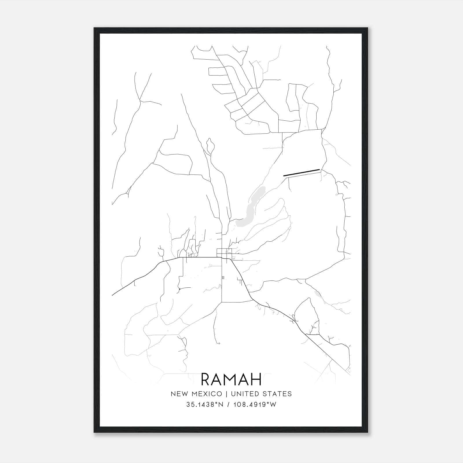 Ramah New Mexico Map Poster, Modern Home Decor Wall Art Print - Custom ...
