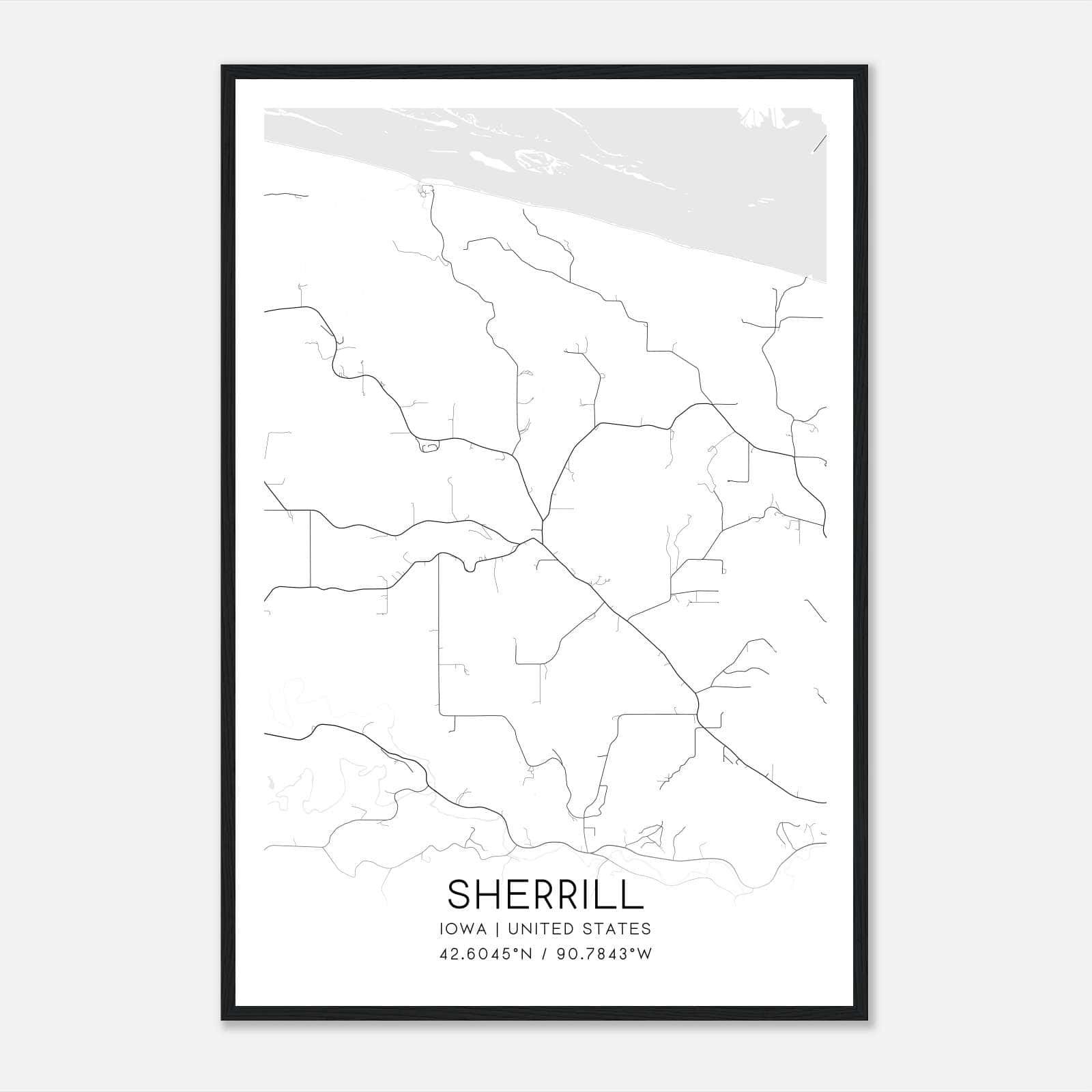 Sherrill Iowa Map Poster, Modern Home Decor Wall Art Print - Custom ...