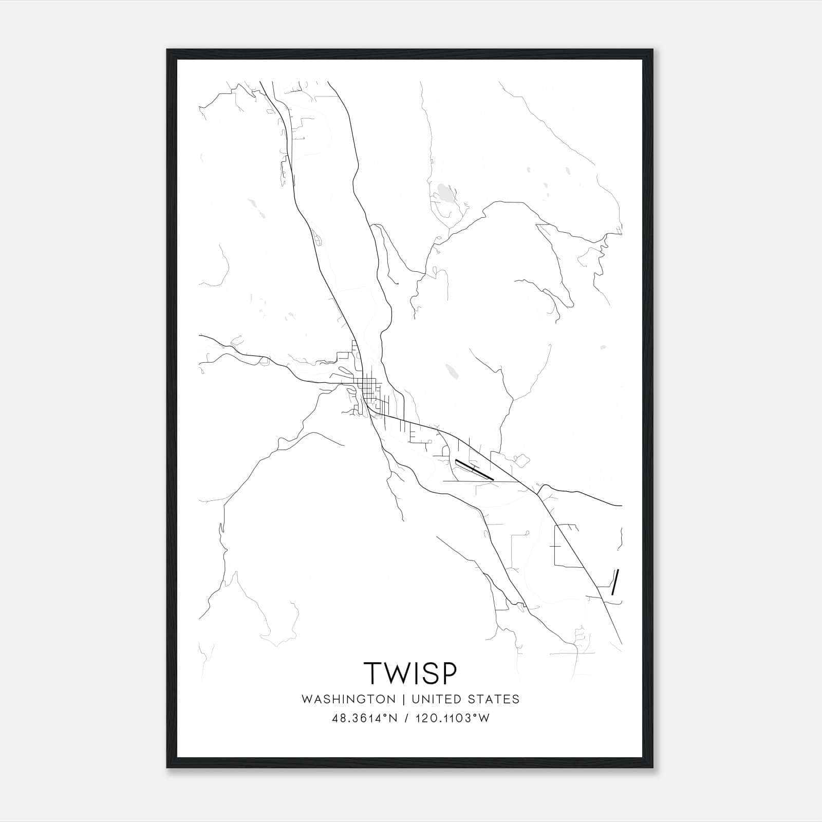 Twisp Washington Map Poster, Modern Home Decor Wall Art Print - Custom ...