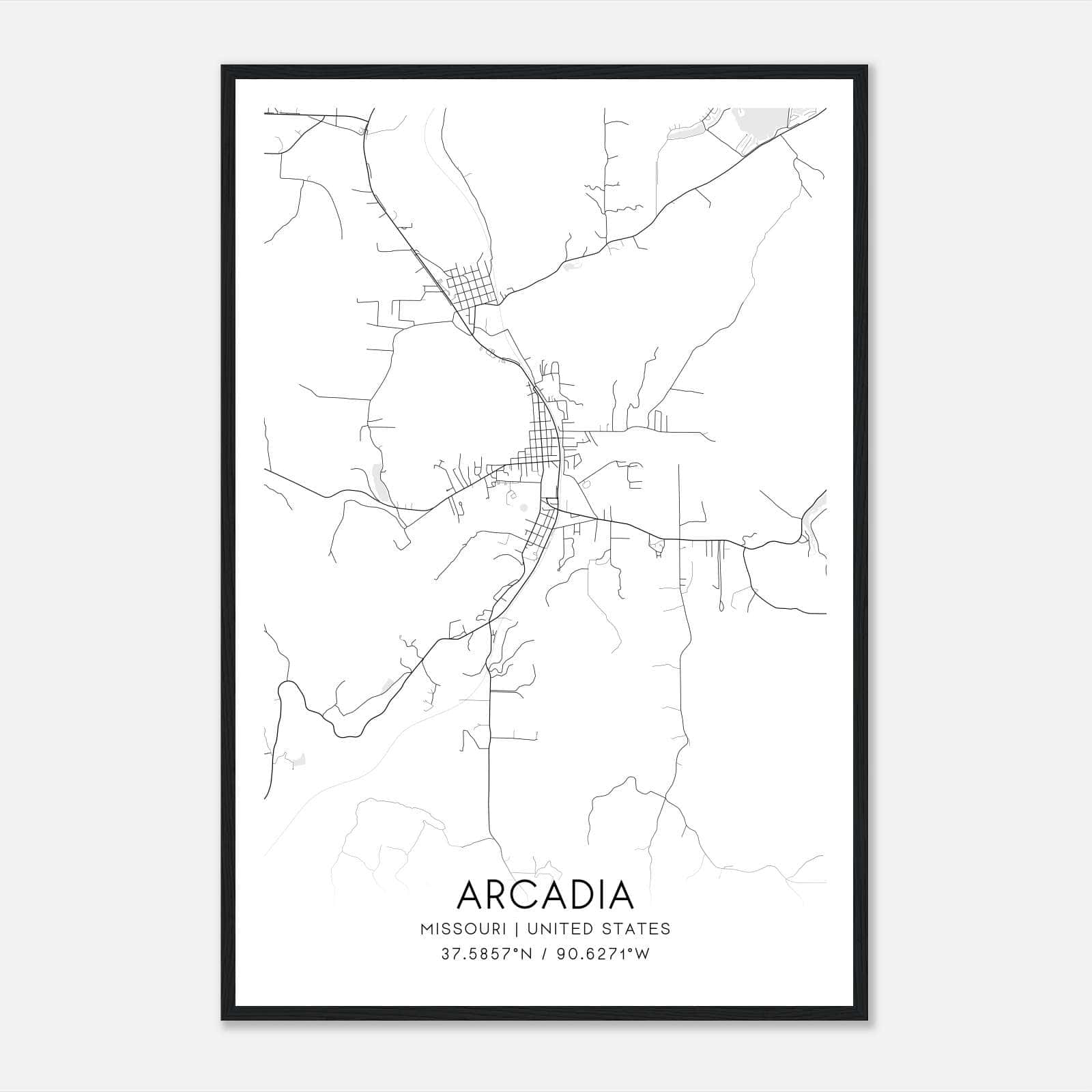 Arcadia Missouri Map Poster, Modern Home Decor Wall Art Print - Custom ...
