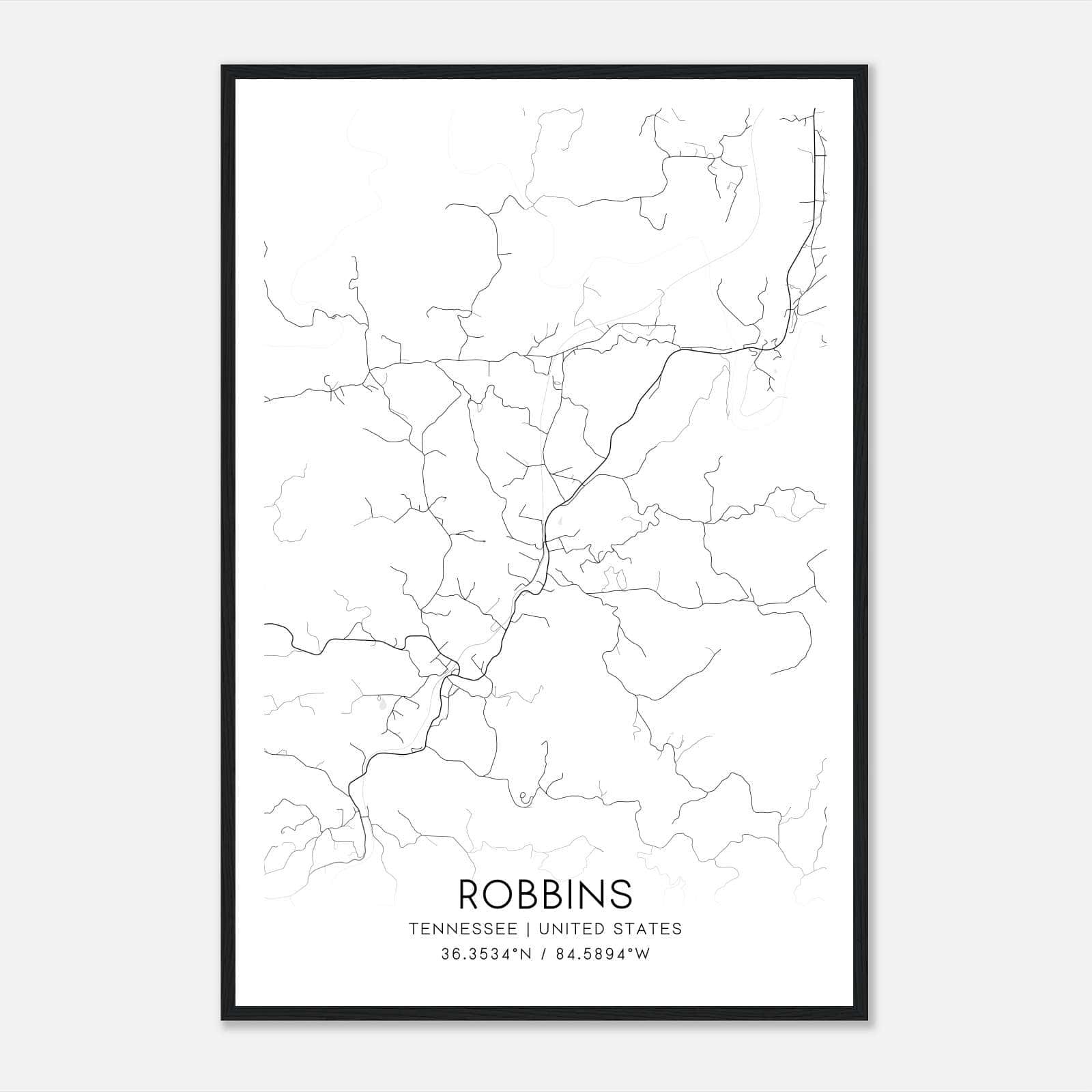Robbins Tennessee Map Poster, Modern Home Decor Wall Art Print - Custom ...