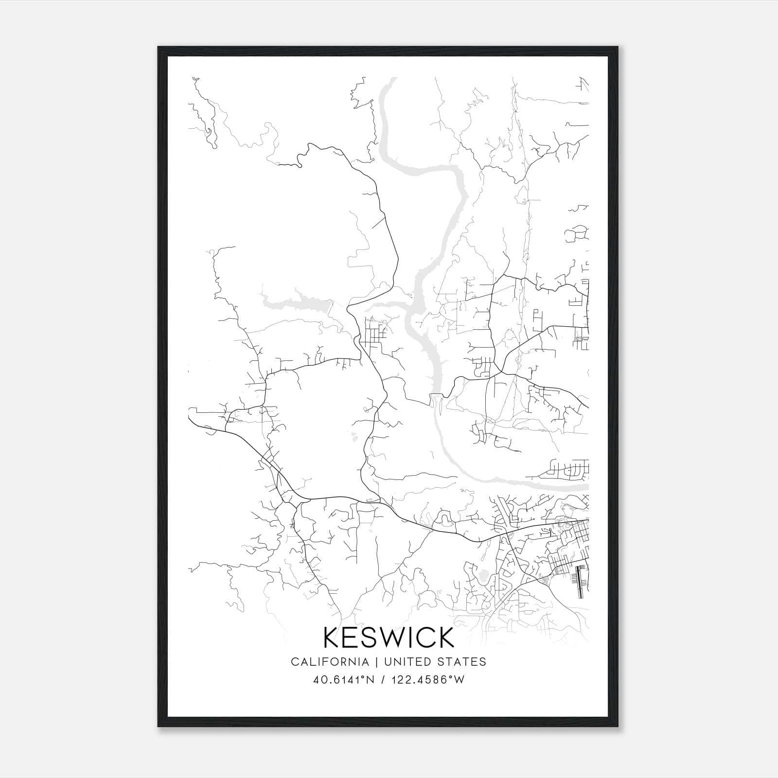 Keswick California Map Poster, Modern Home Decor Wall Art Print ...