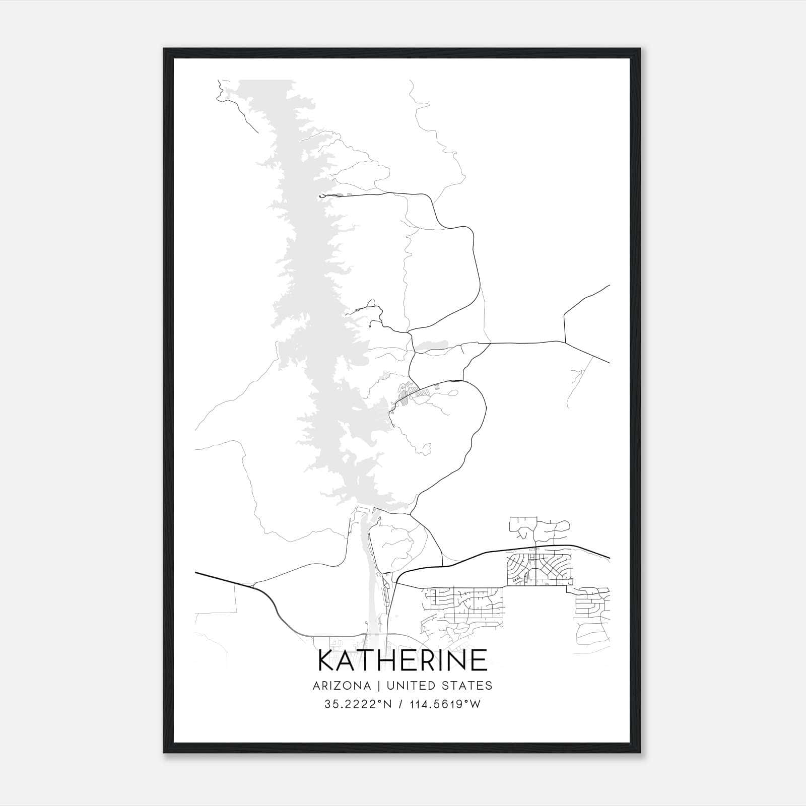 Katherine Arizona Map Poster, Modern Home Decor Wall Art Print - Custom ...