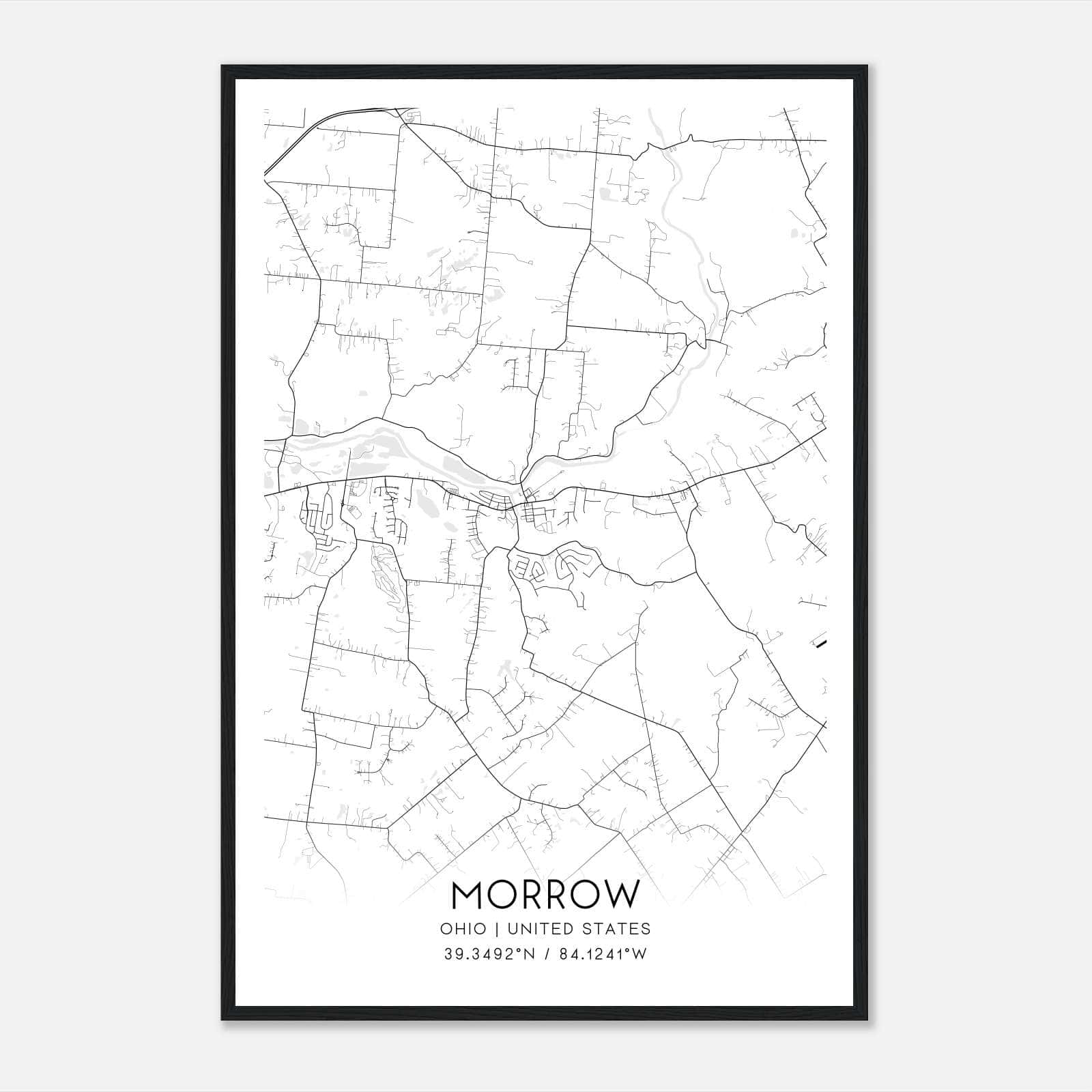 Morrow Ohio Map Poster, Modern Home Decor Wall Art Print - Custom Maps ...