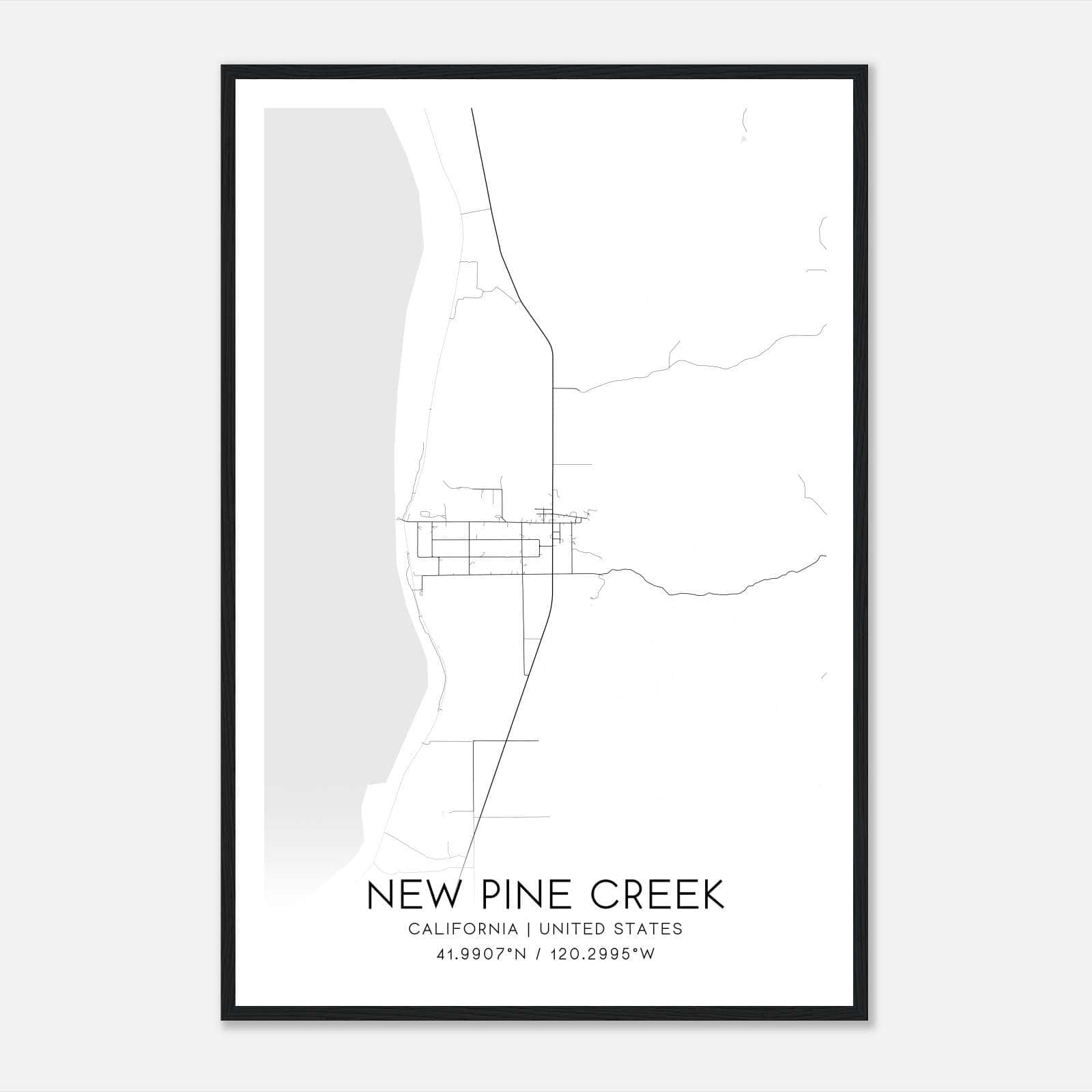 New Pine Creek California Map Poster, Modern Home Decor Wall Art Print ...