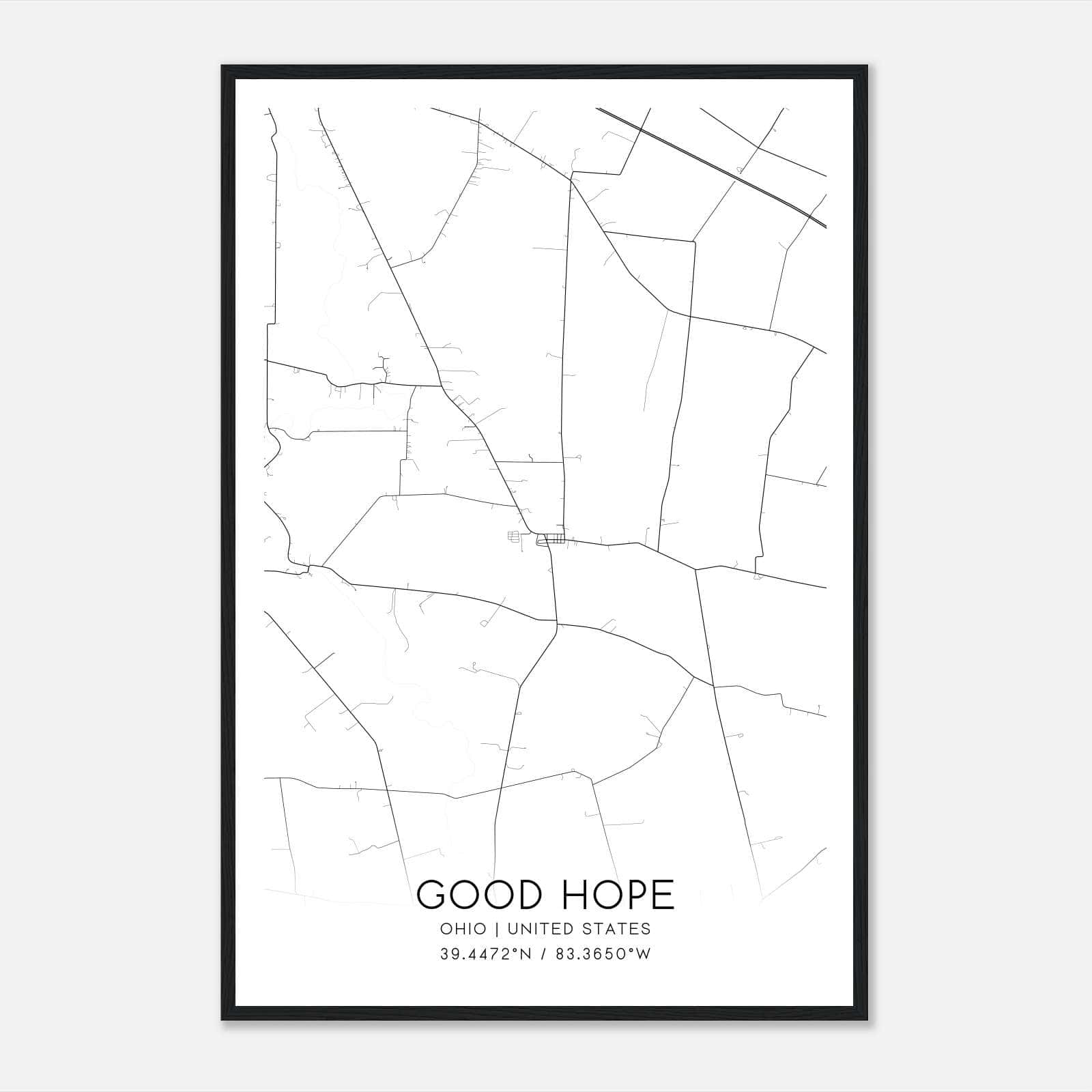 Good Hope Ohio Map Poster, Modern Home Decor Wall Art Print - Custom ...