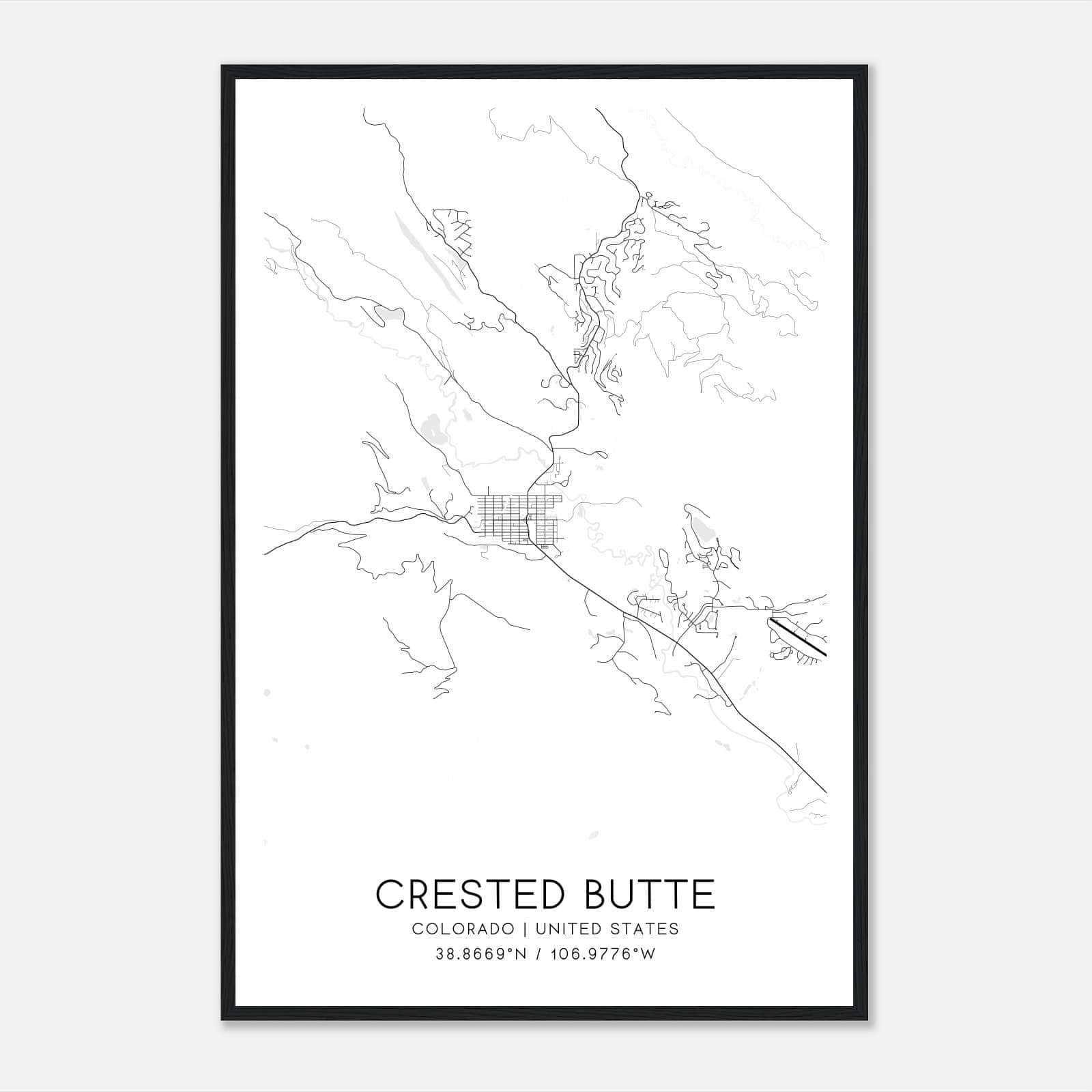 Crested Butte Colorado Map Poster, Modern Home Decor Wall Art Print ...