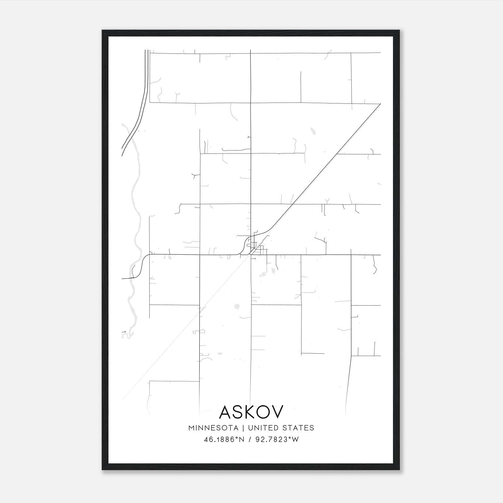 Askov Minnesota Map Poster, Modern Home Decor Wall Art Print - Custom ...