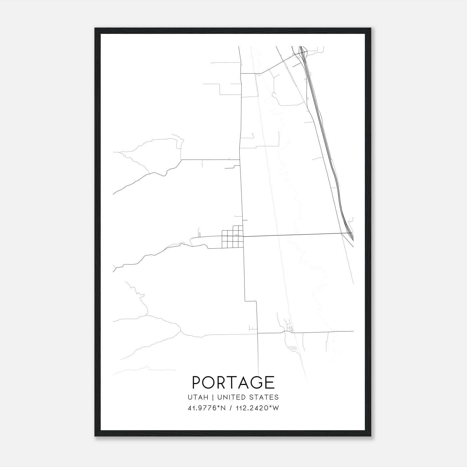 Portage Utah Map Poster, Modern Home Decor Wall Art Print - Custom Maps & Posters