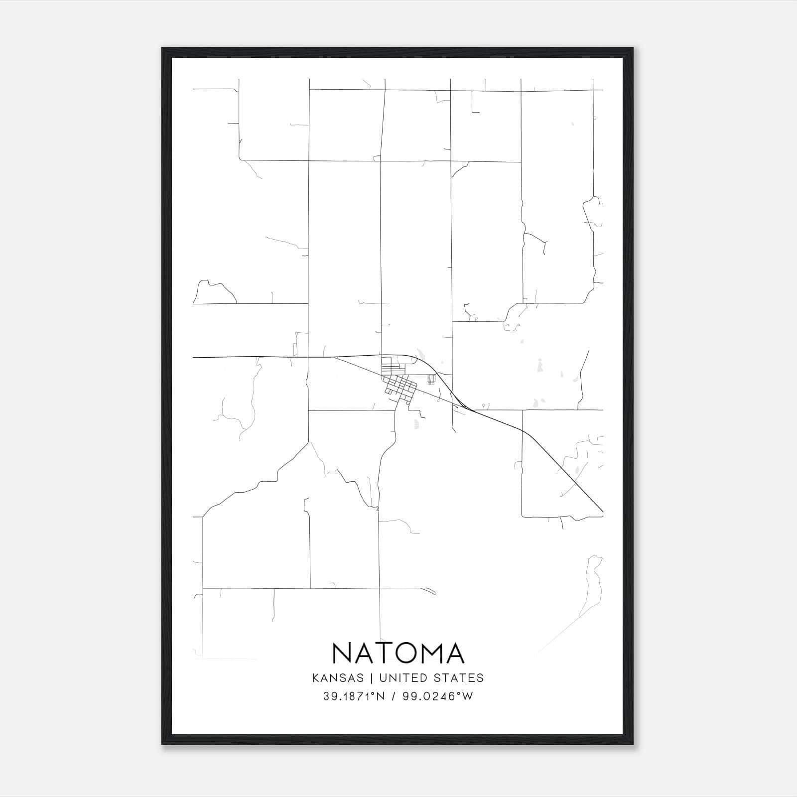 Natoma Kansas Map Poster, Modern Home Decor Wall Art Print - Custom ...