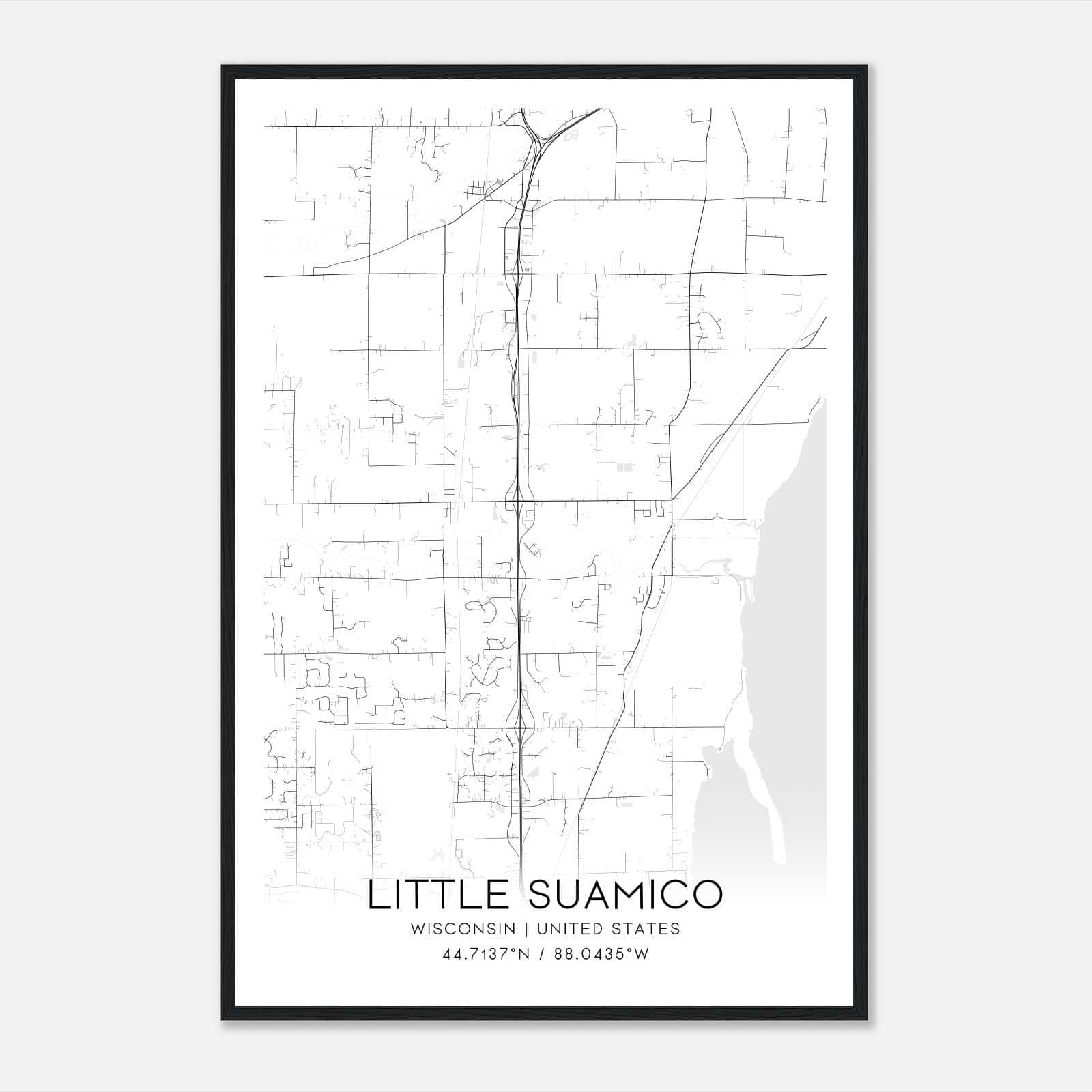 Little Suamico Wisconsin Map Poster, Modern Home Decor Wall Art Print ...