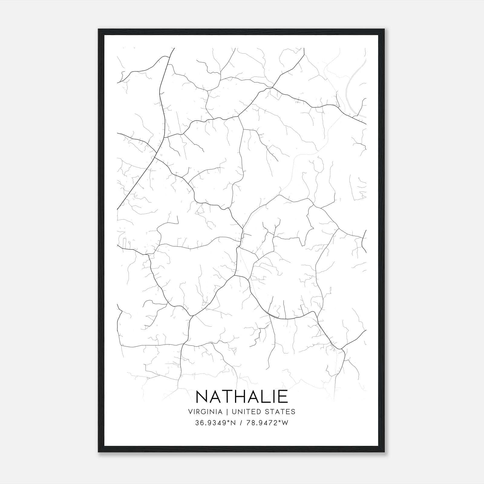 Nathalie Virginia Map Poster, Modern Home Decor Wall Art Print - Custom ...