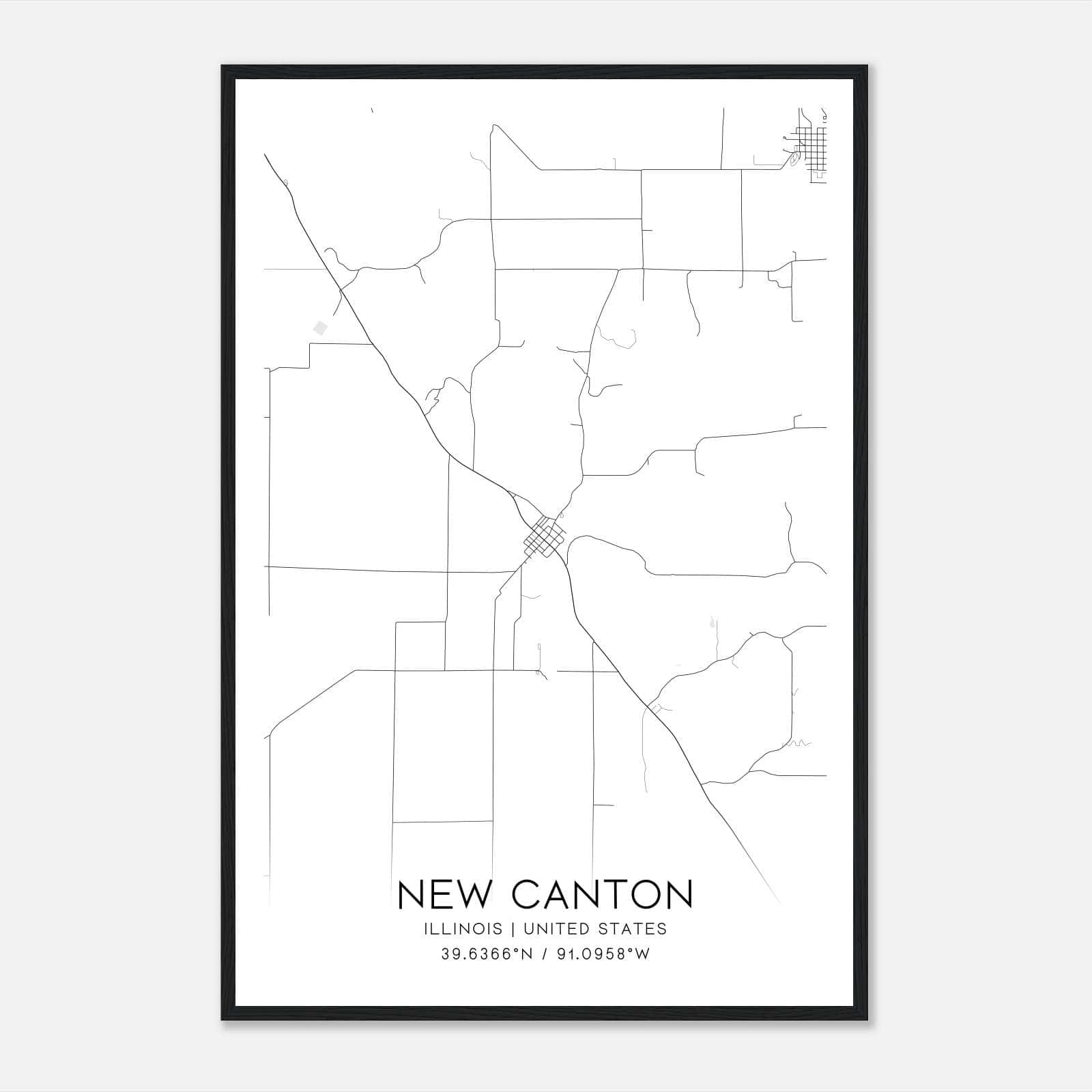 New Canton Illinois Map Poster, Modern Home Decor Wall Art Print ...