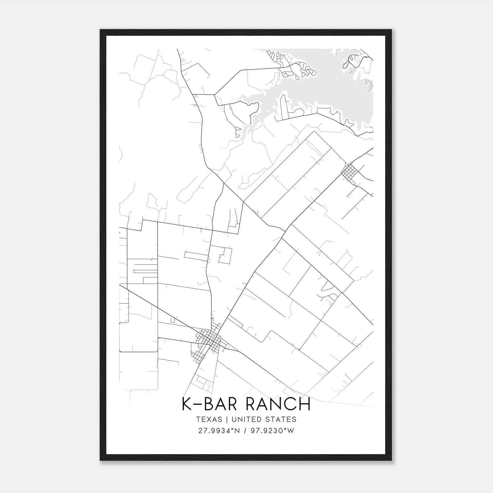 K-Bar Ranch Texas Map Poster, Modern Home Decor Wall Art Print - Custom ...