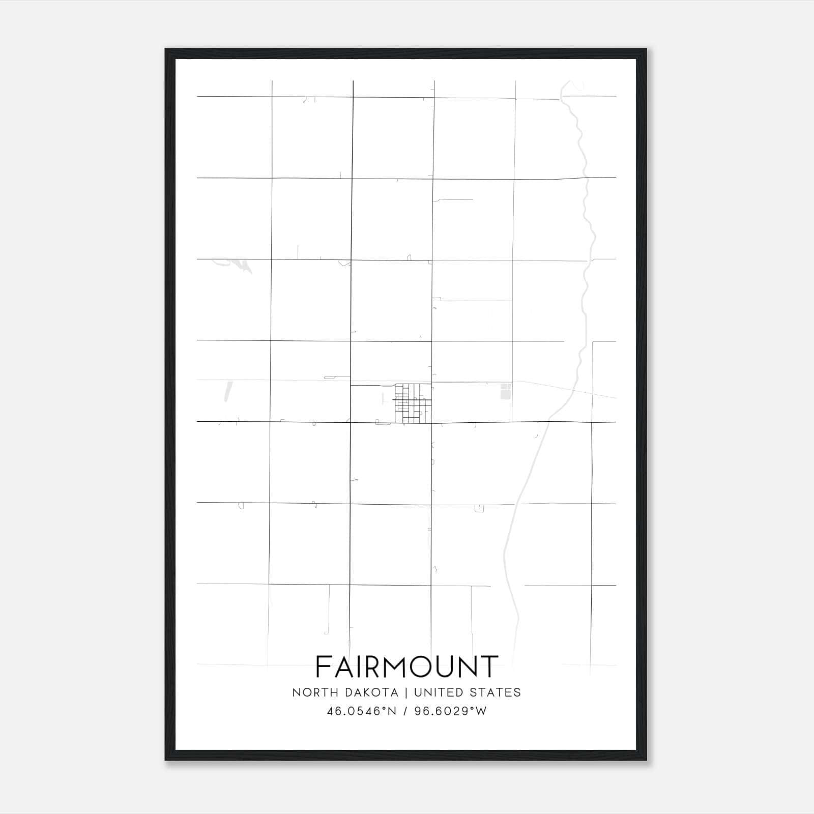 Fairmount North Dakota Map Poster, Modern Home Decor Wall Art Print ...