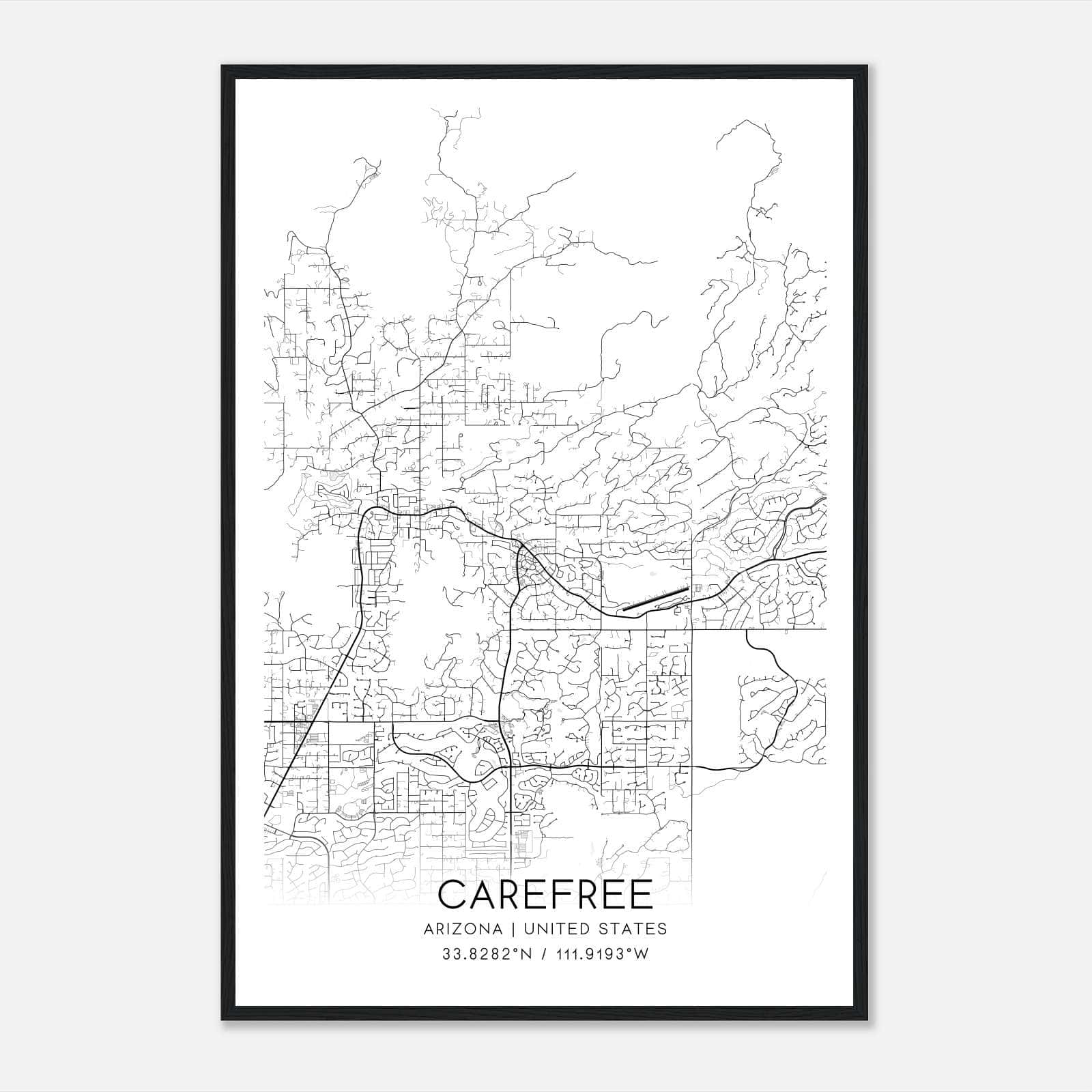 Carefree Arizona Map Poster, Modern Home Decor Wall Art Print - Custom ...