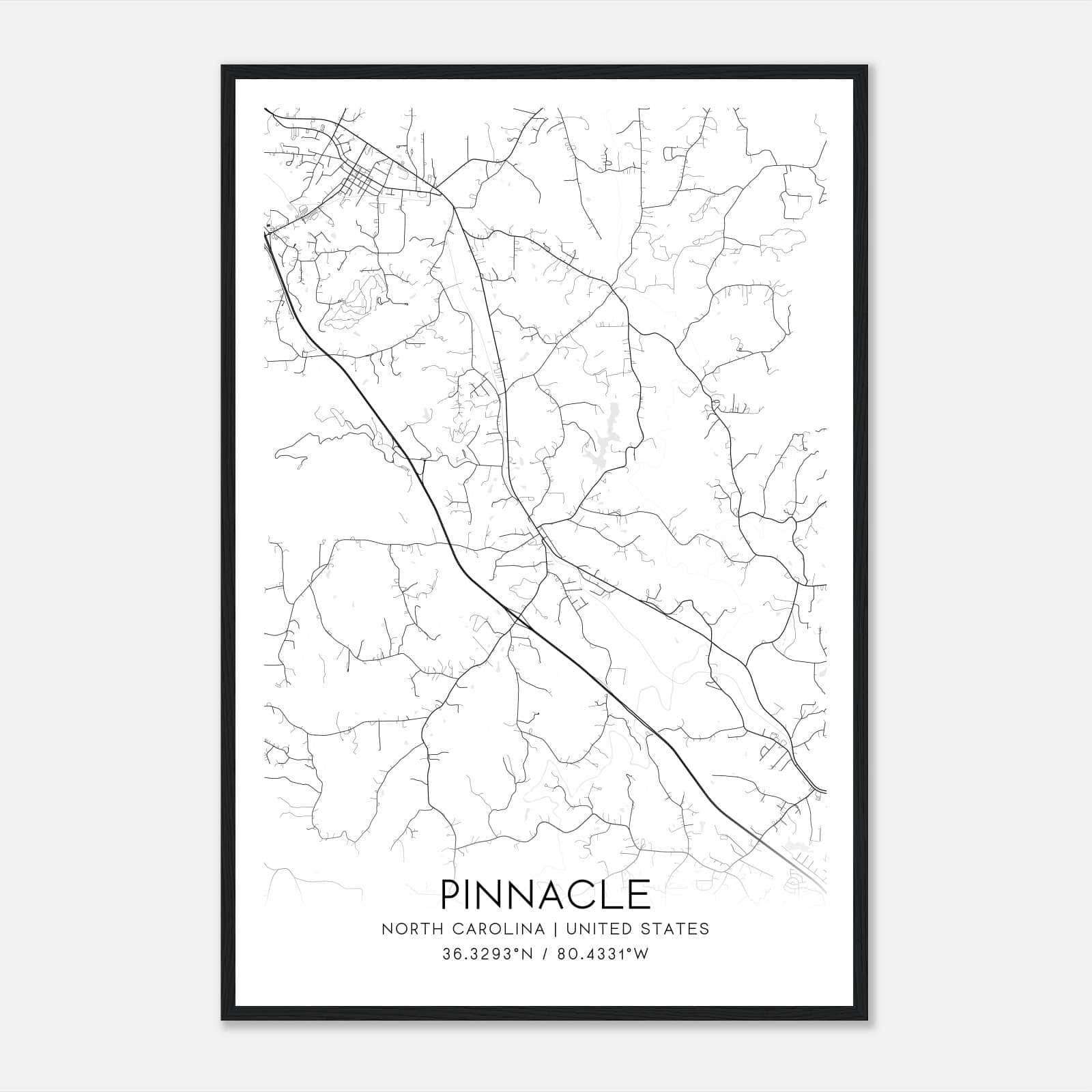 Pinnacle North Carolina Map Poster, Modern Home Decor Wall Art Print ...