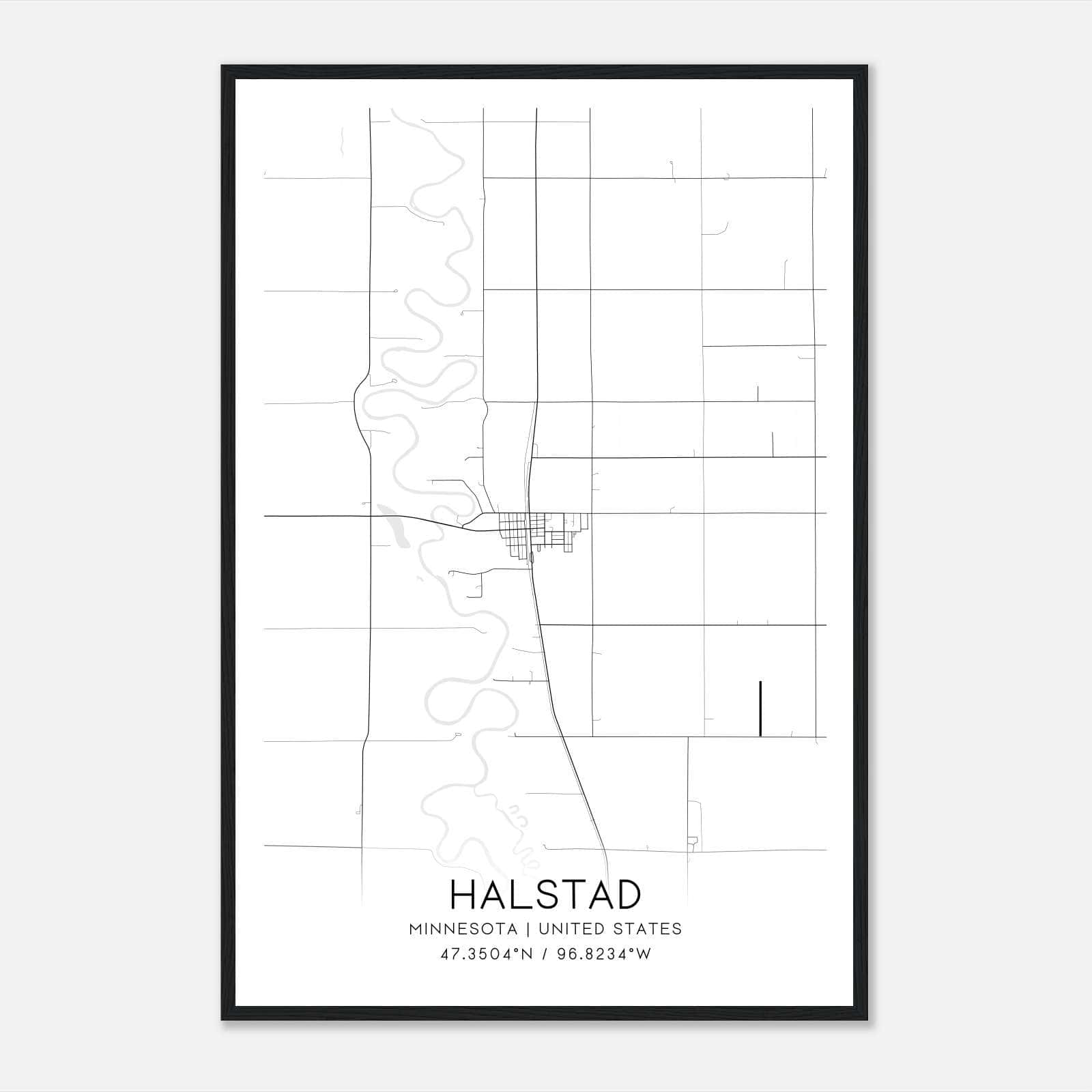 Halstad Minnesota Map Poster, Modern Home Decor Wall Art Print - Custom ...