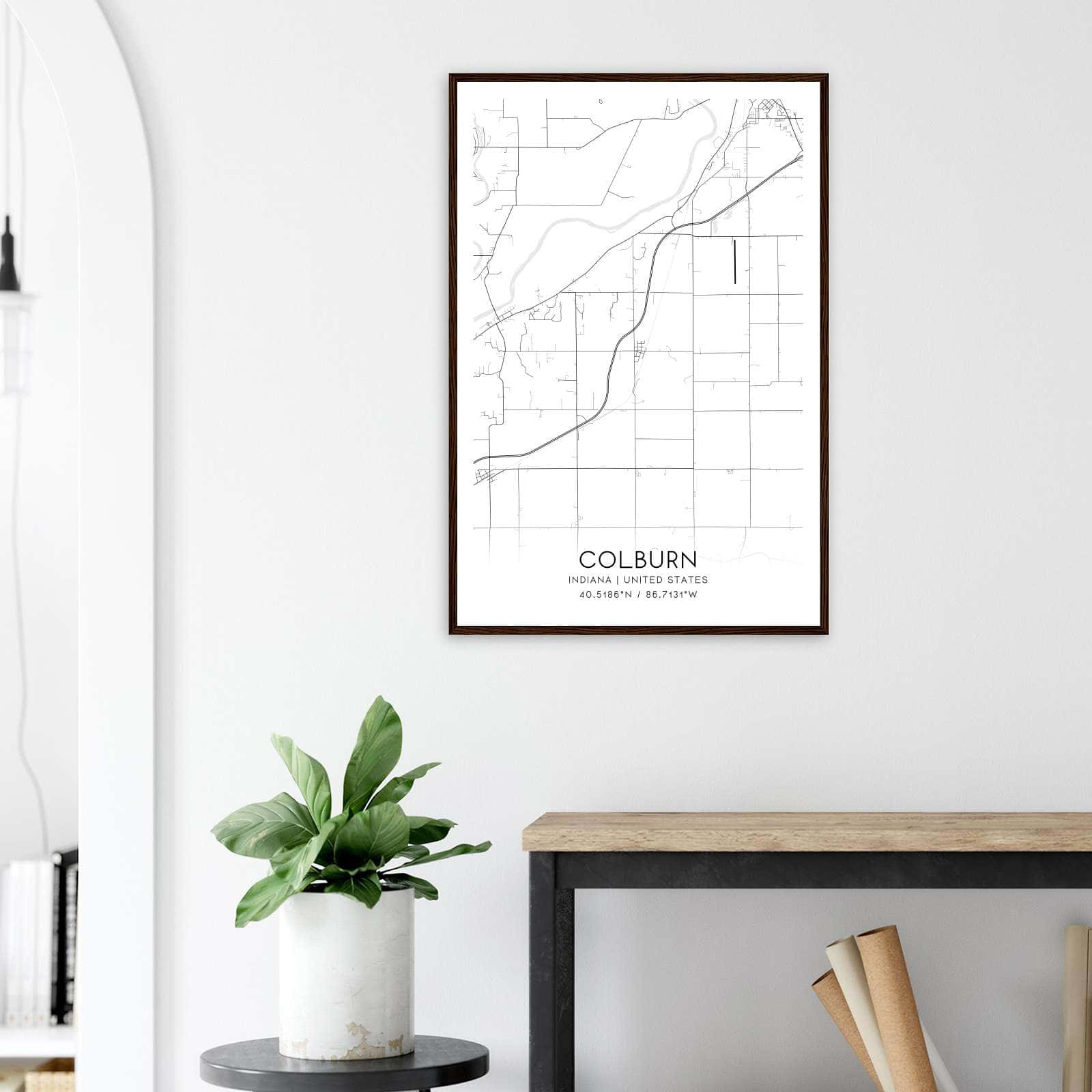Colburn Indiana Map Poster, Modern Home Decor Wall Art Print - Custom ...