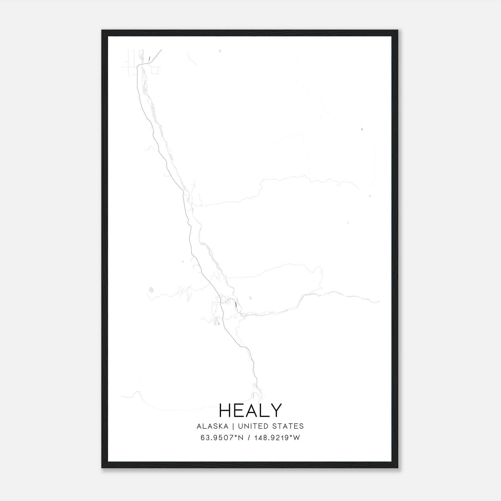 Healy Alaska Map Poster, Modern Home Decor Wall Art Print - Custom Maps ...