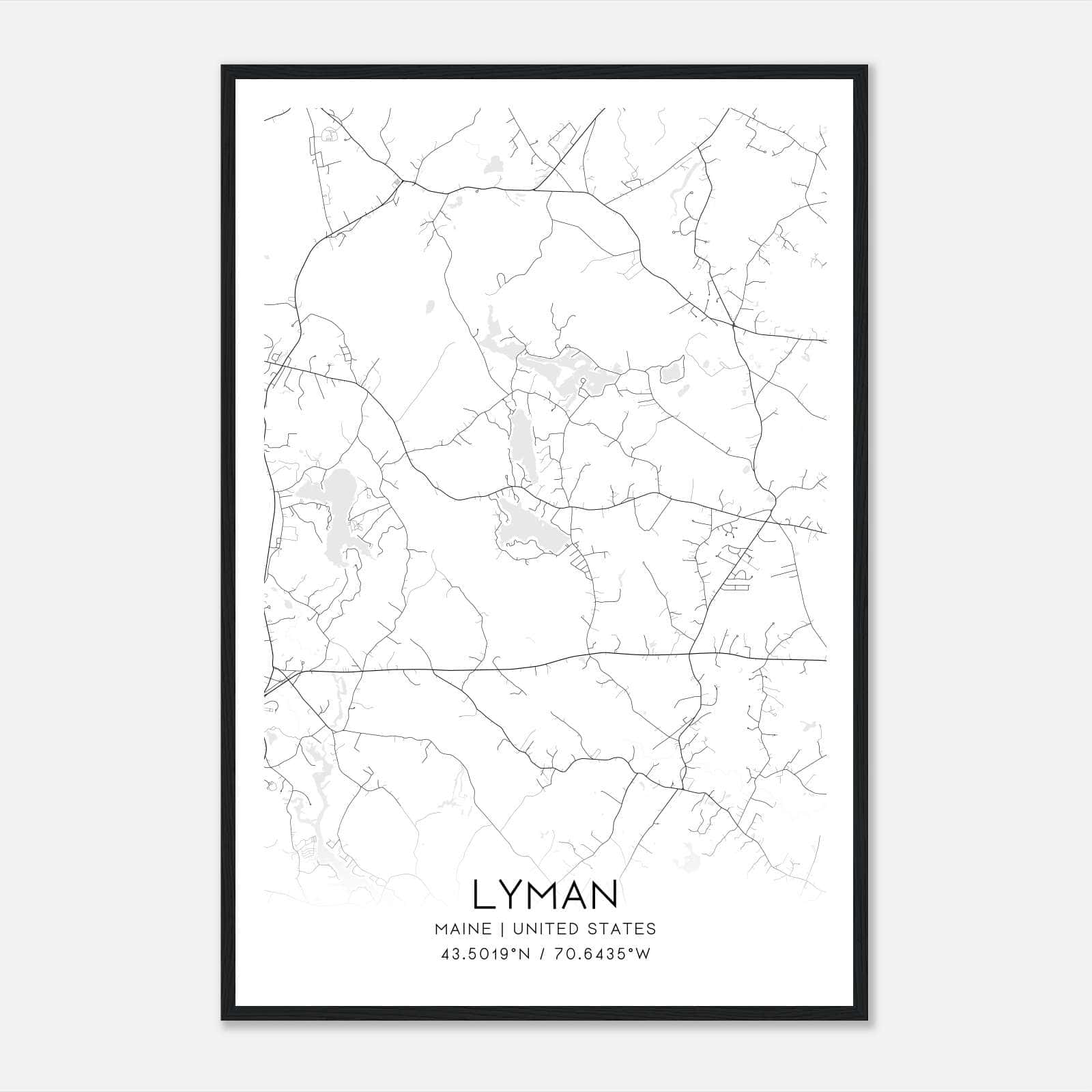 Lyman Maine Map Poster, Modern Home Decor Wall Art Print - Custom Maps & Posters