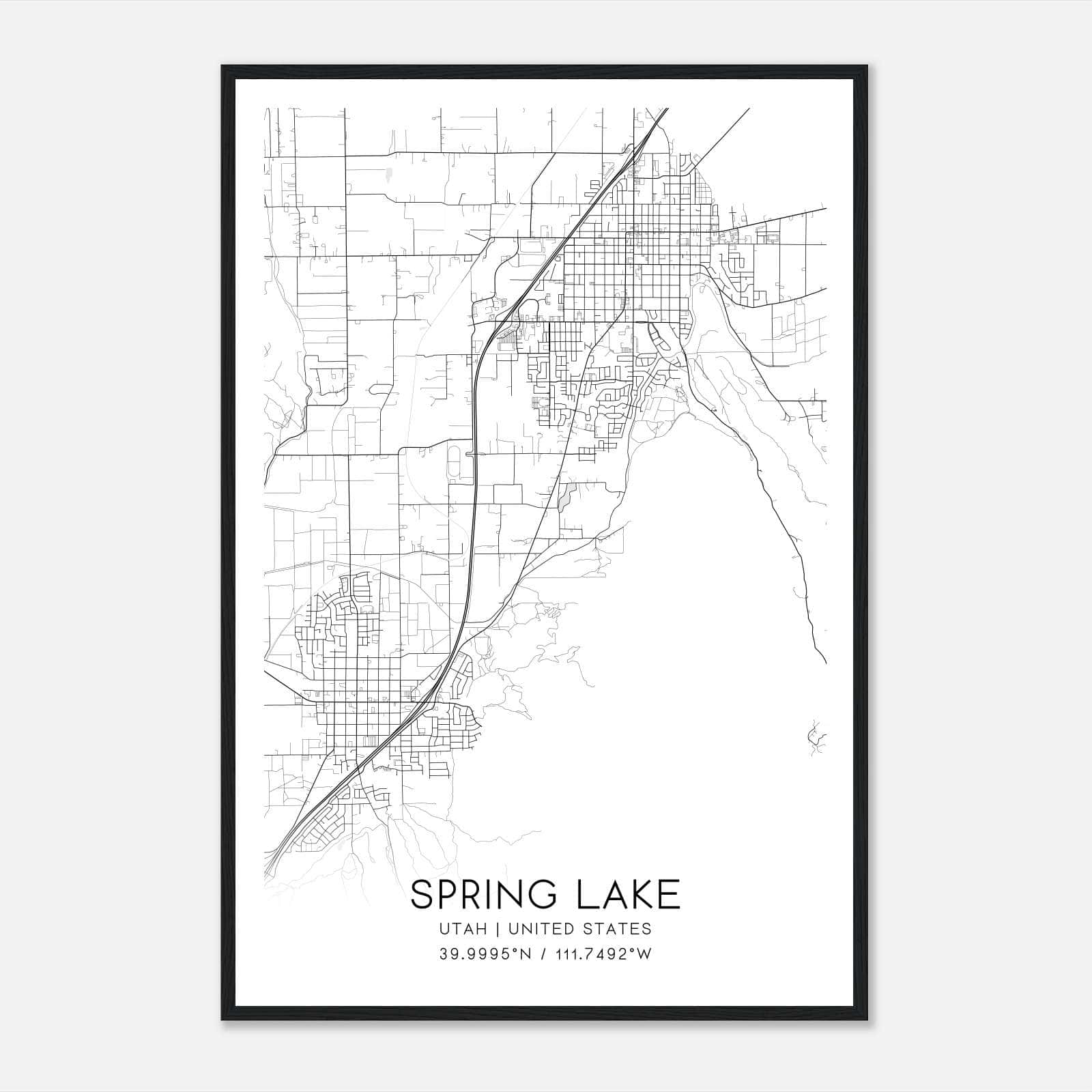 Spring Lake Utah Map Poster, Modern Home Decor Wall Art Print - Custom ...