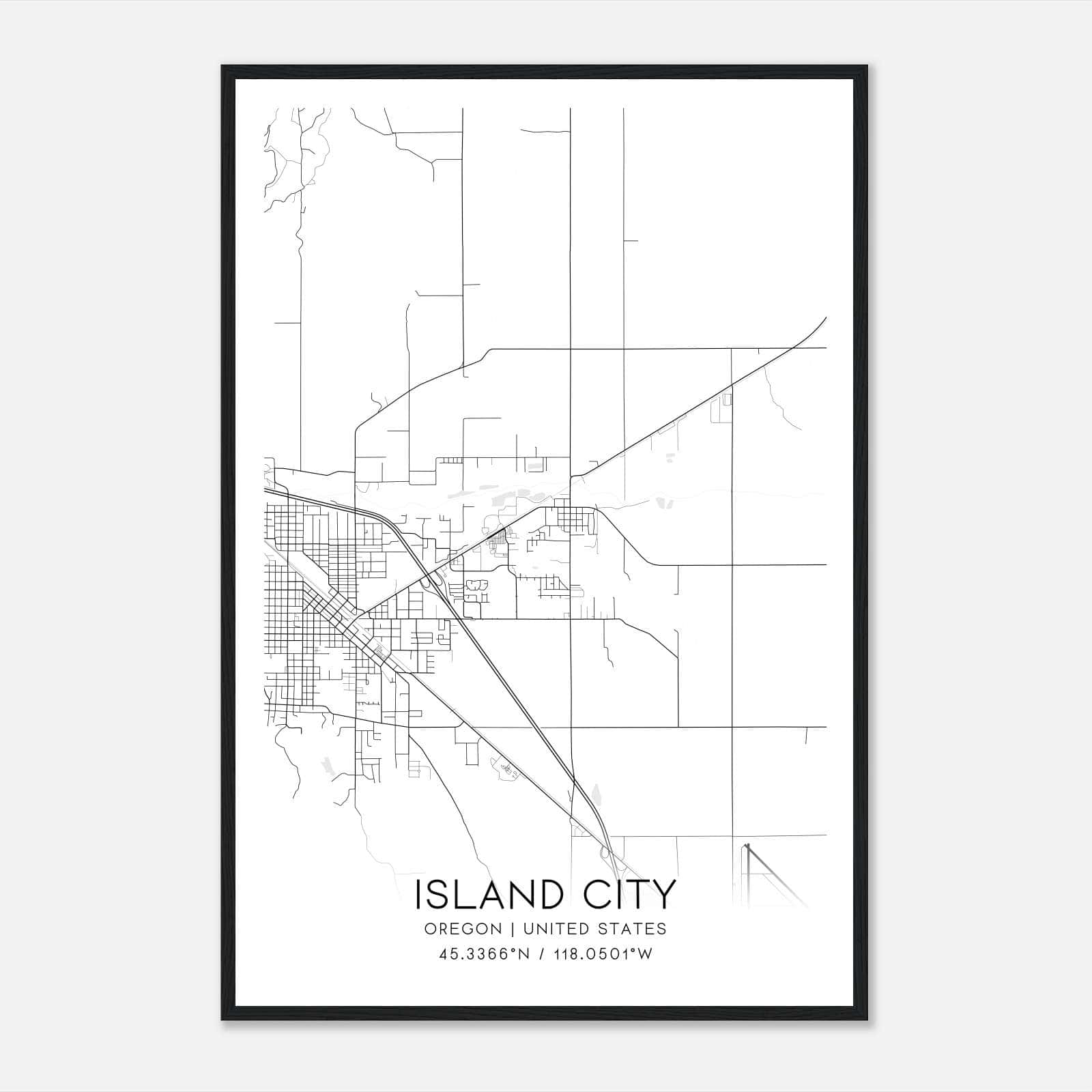 Island City Oregon Map Poster, Modern Home Decor Wall Art Print ...