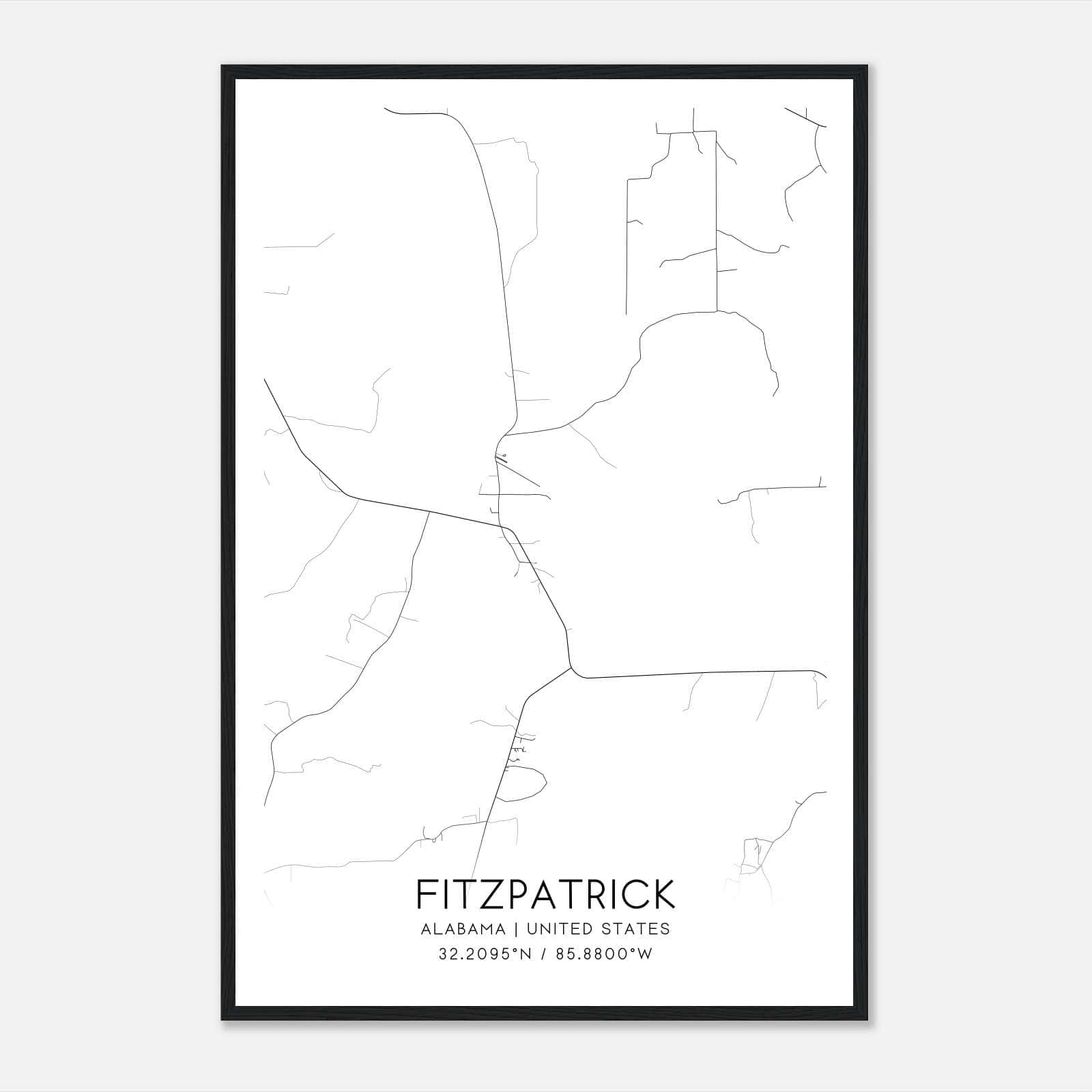 Fitzpatrick Alabama Map Poster, Modern Home Decor Wall Art Print ...