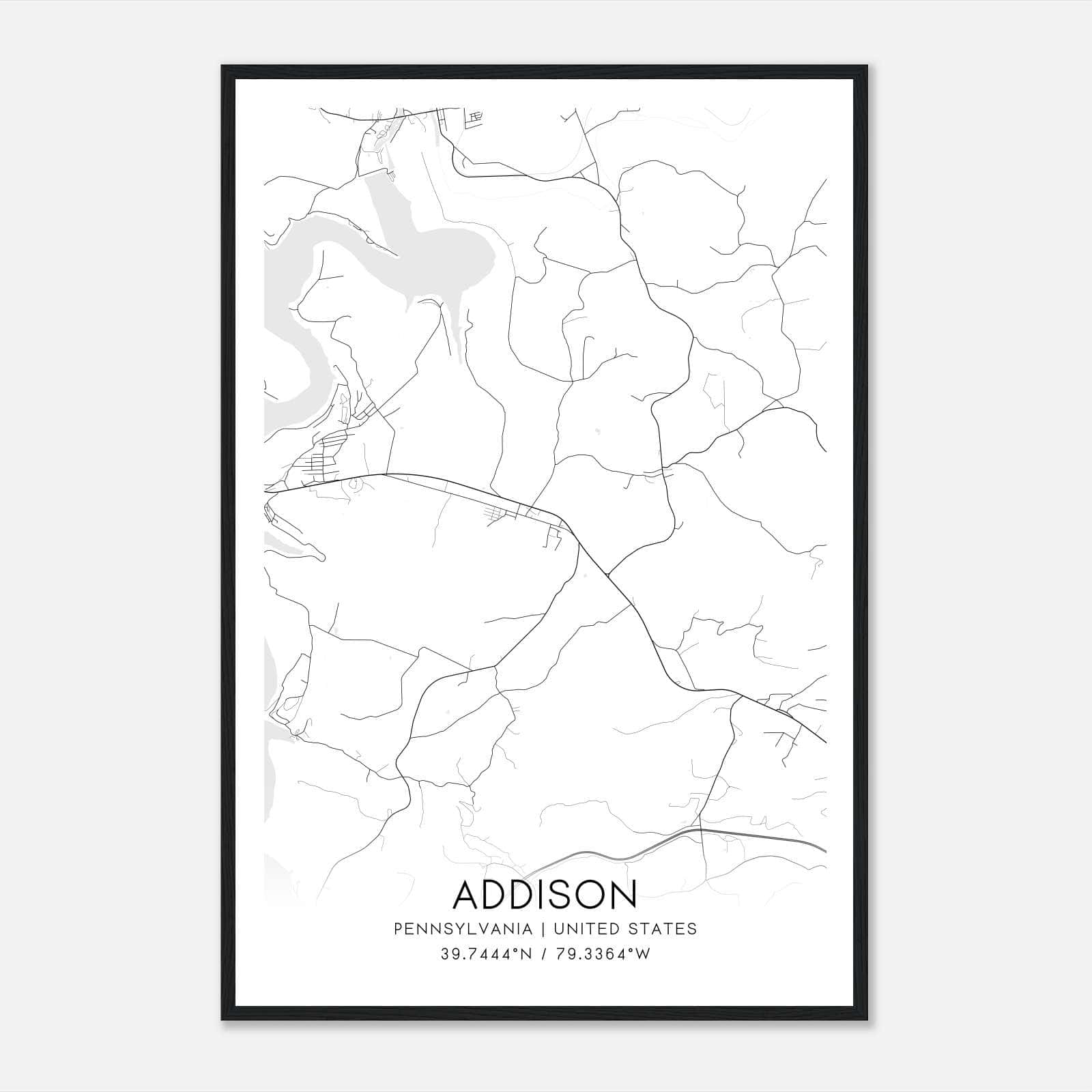 Addison Pennsylvania Map Poster, Modern Home Decor Wall Art Print ...