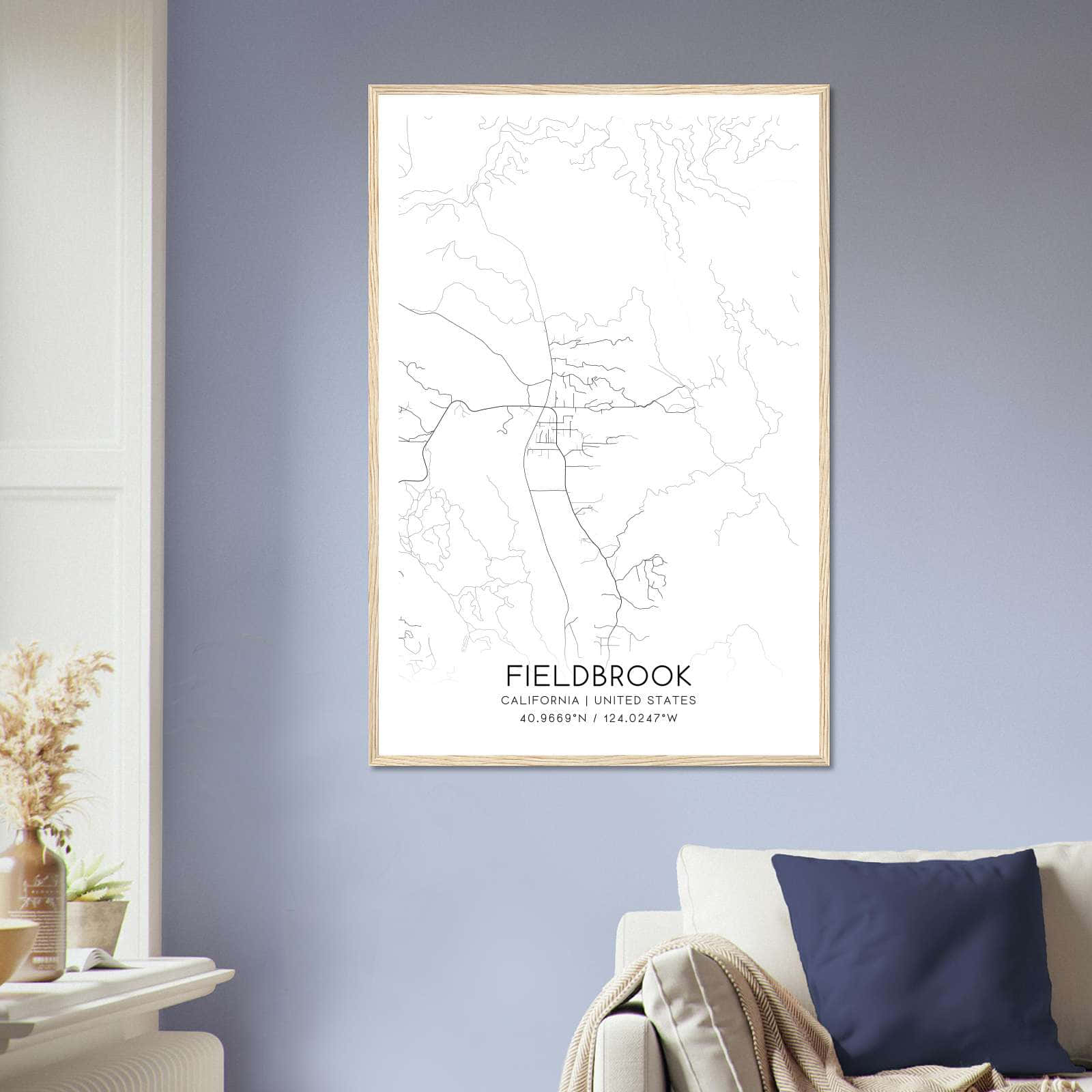 Fieldbrook California Map Poster, Modern Home Decor Wall Art Print ...