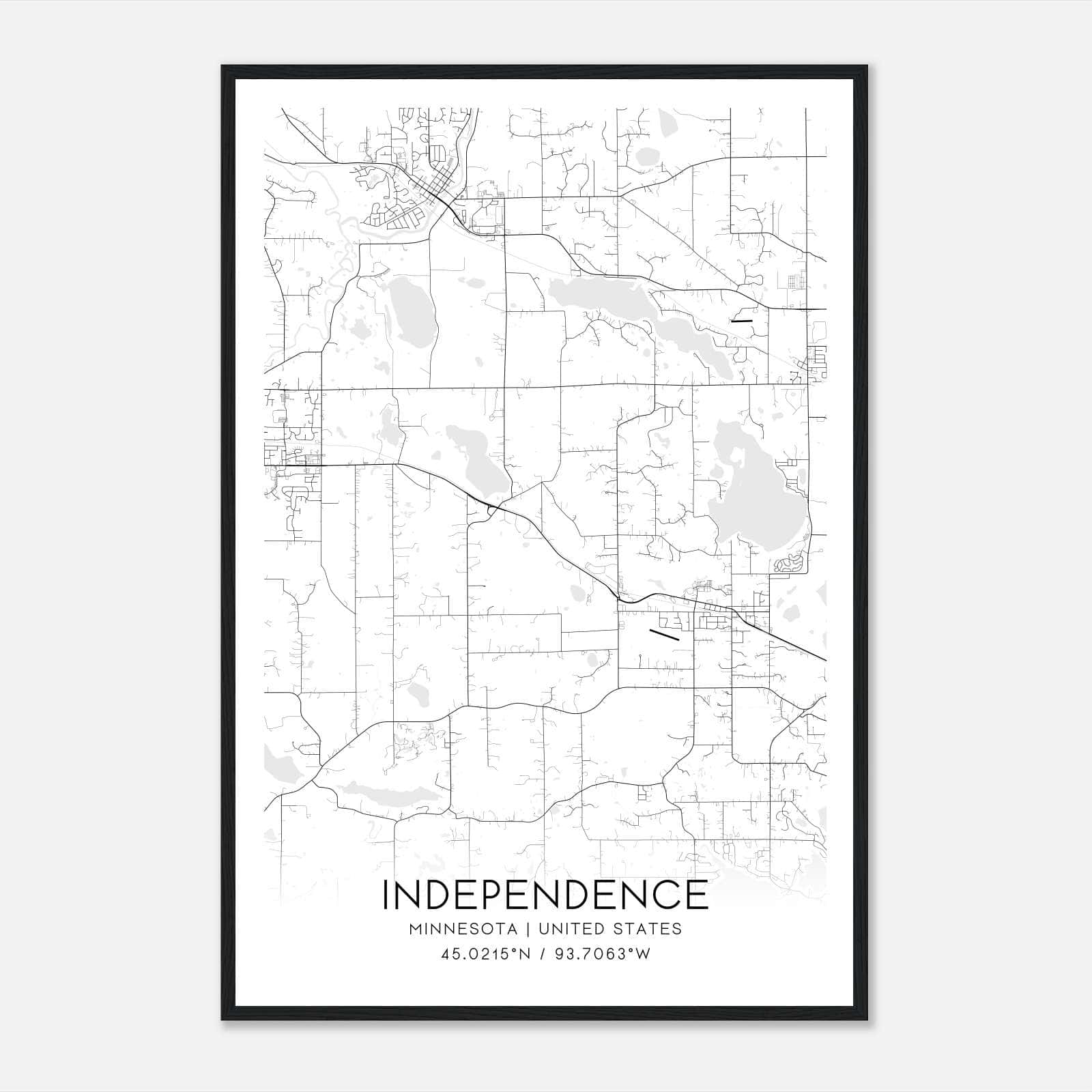 Independence Minnesota Map Poster, Modern Home Decor Wall Art Print ...