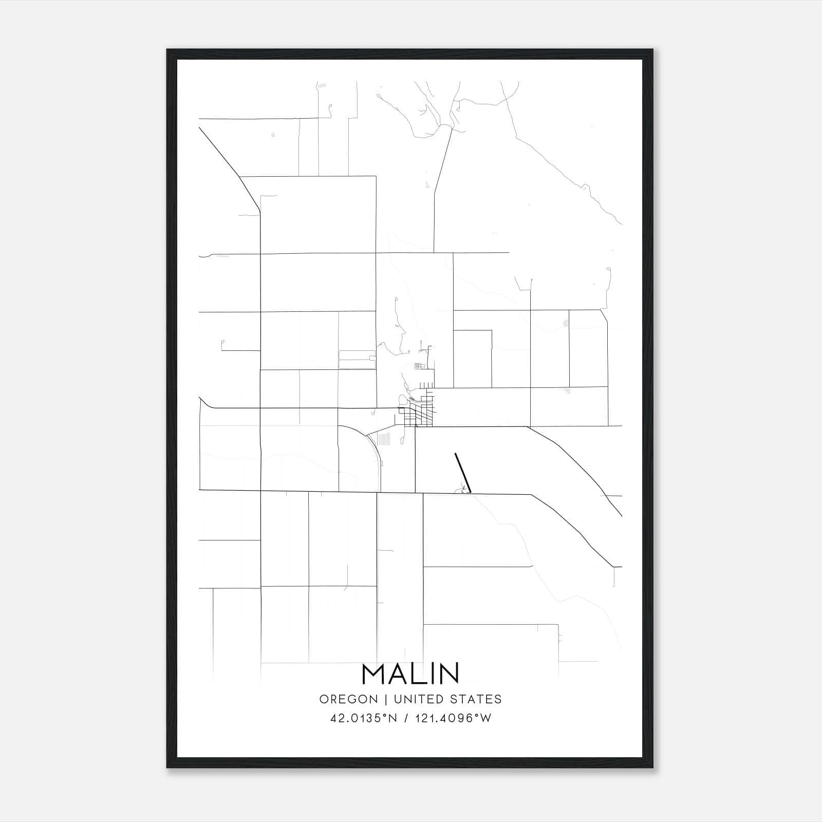 Malin Oregon Map Poster, Modern Home Decor Wall Art Print - Custom Maps ...