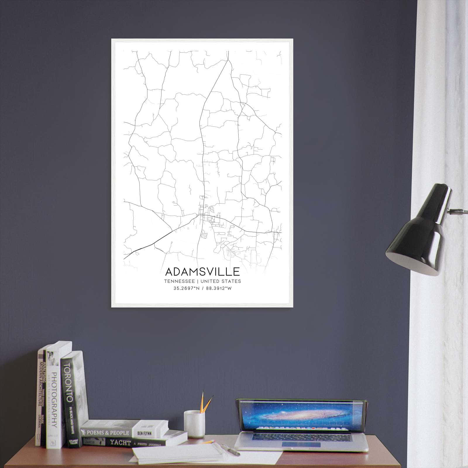 Adamsville Tennessee Map Poster, Modern Home Decor Wall Art Print ...
