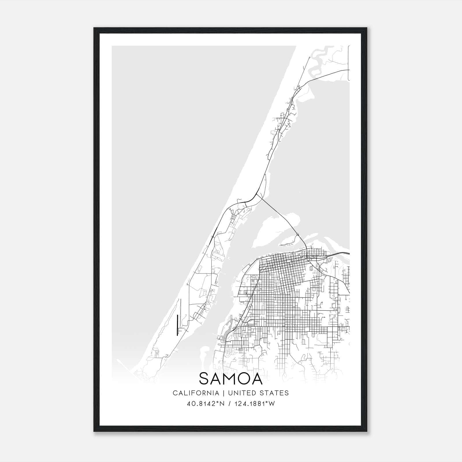 Samoa California Map Poster, Modern Home Decor Wall Art Print - Custom ...