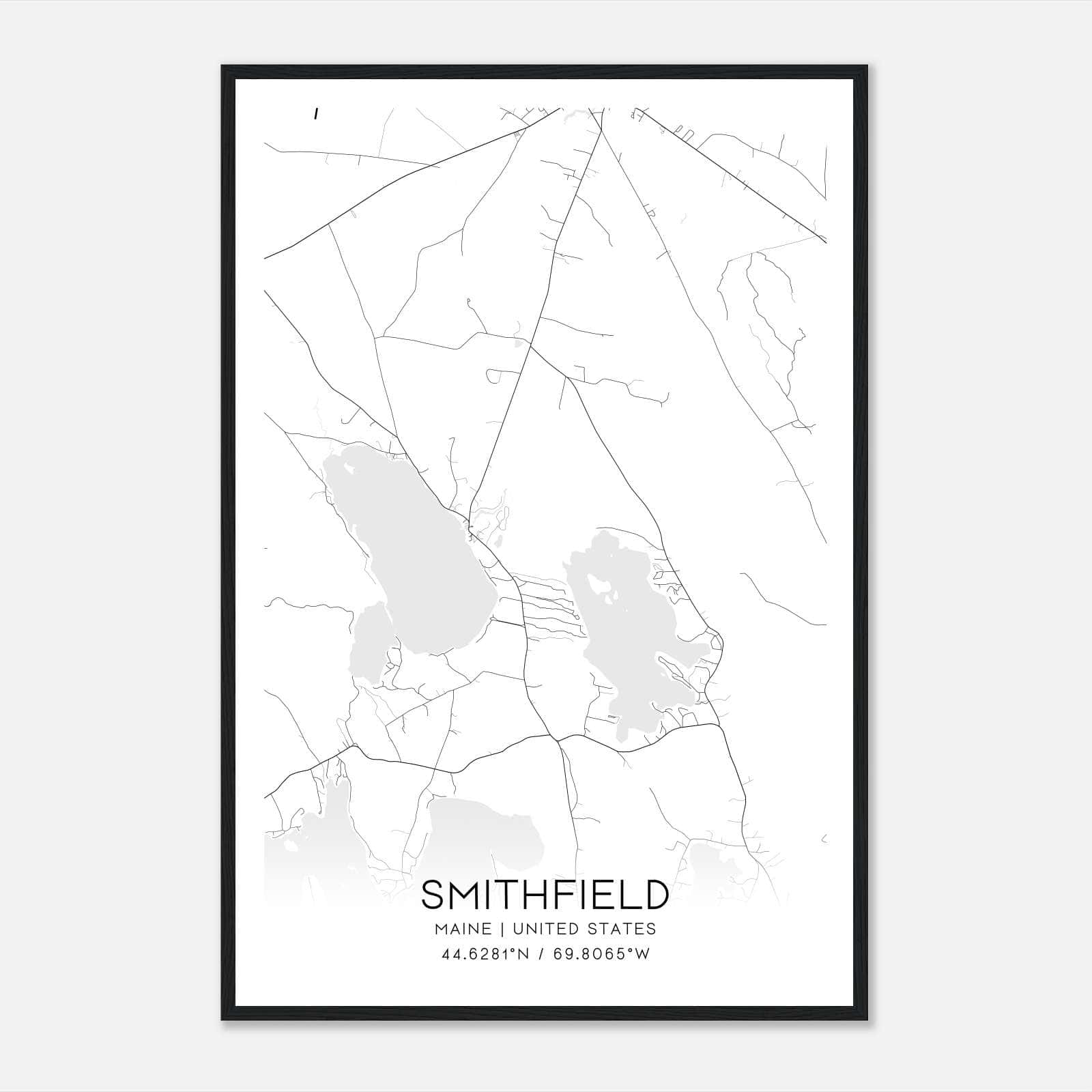 Smithfield Maine Map Poster, Modern Home Decor Wall Art Print - Custom ...