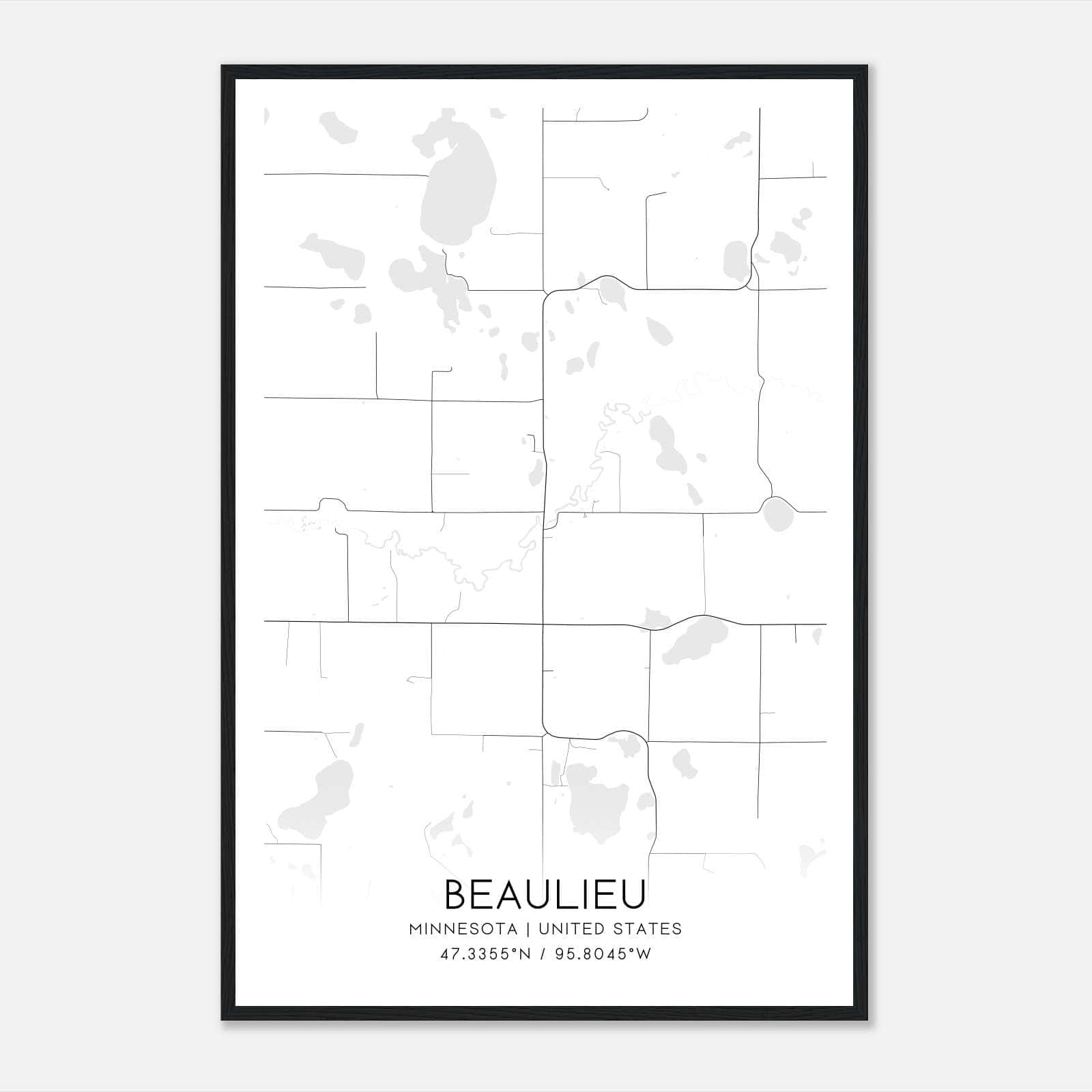 Beaulieu Minnesota Map Poster, Modern Home Decor Wall Art Print ...