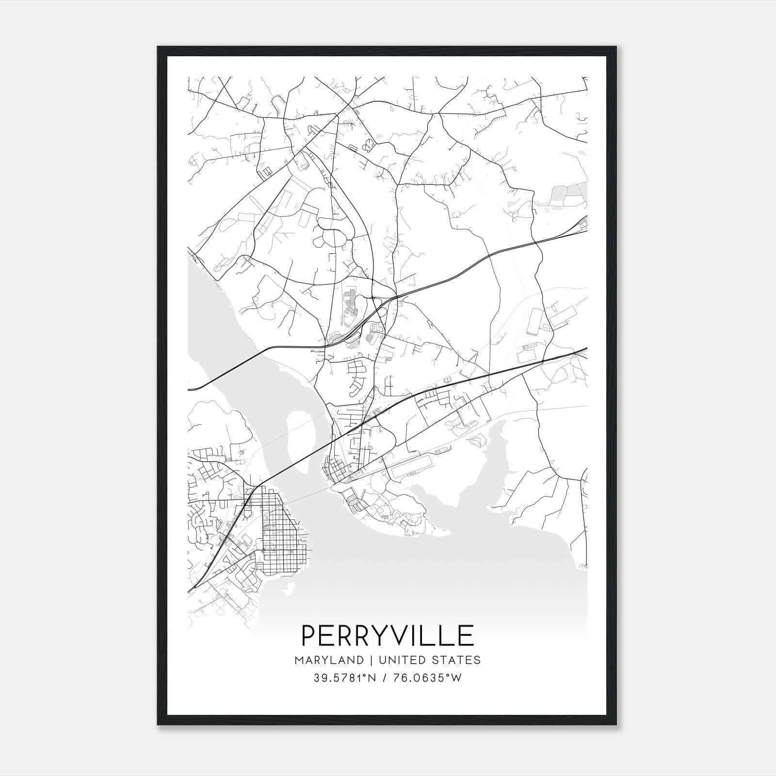 Perryville Maryland Map Poster, Modern Home Decor Wall Art Print ...