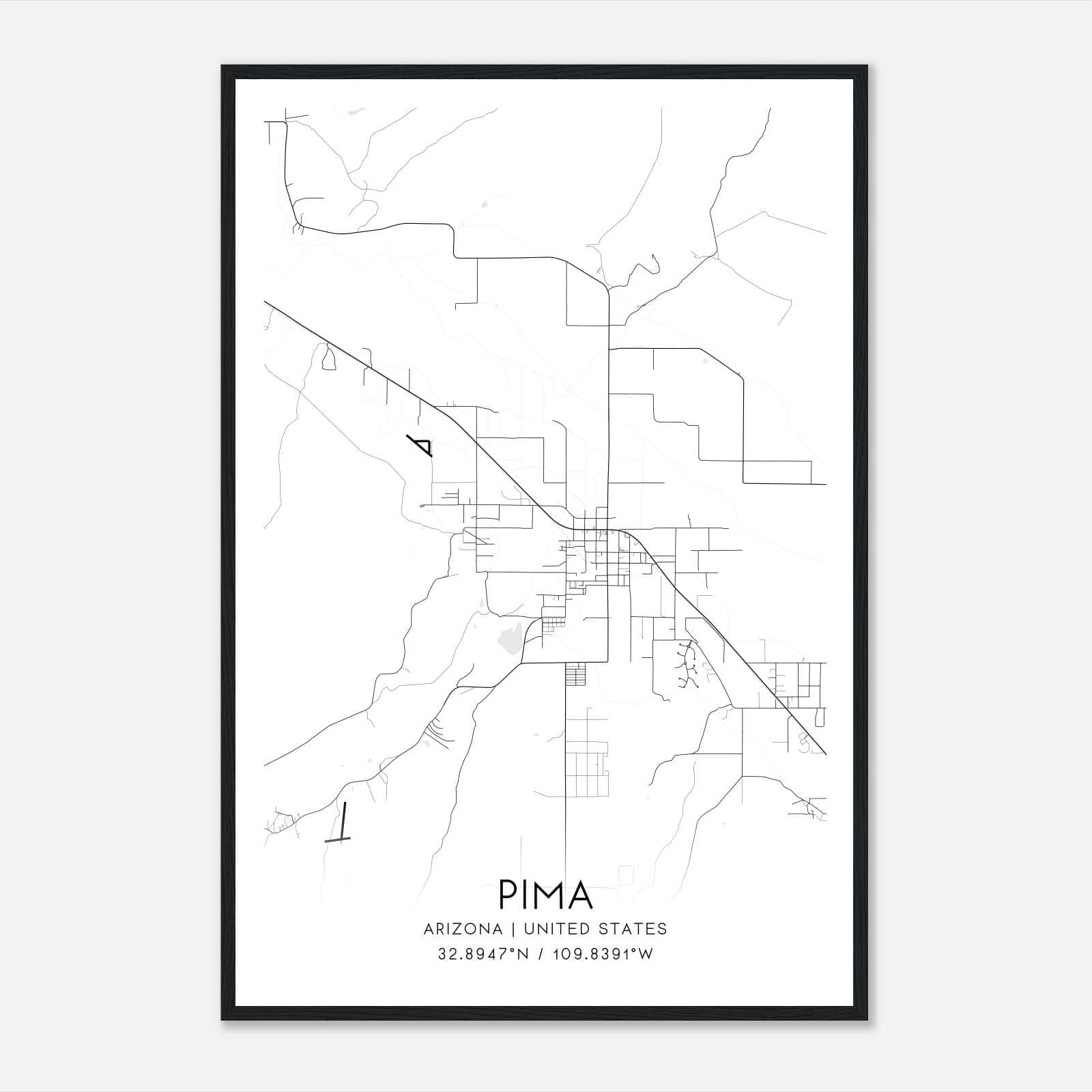 Pima Arizona Map Poster, Modern Home Decor Wall Art Print - Custom Maps ...