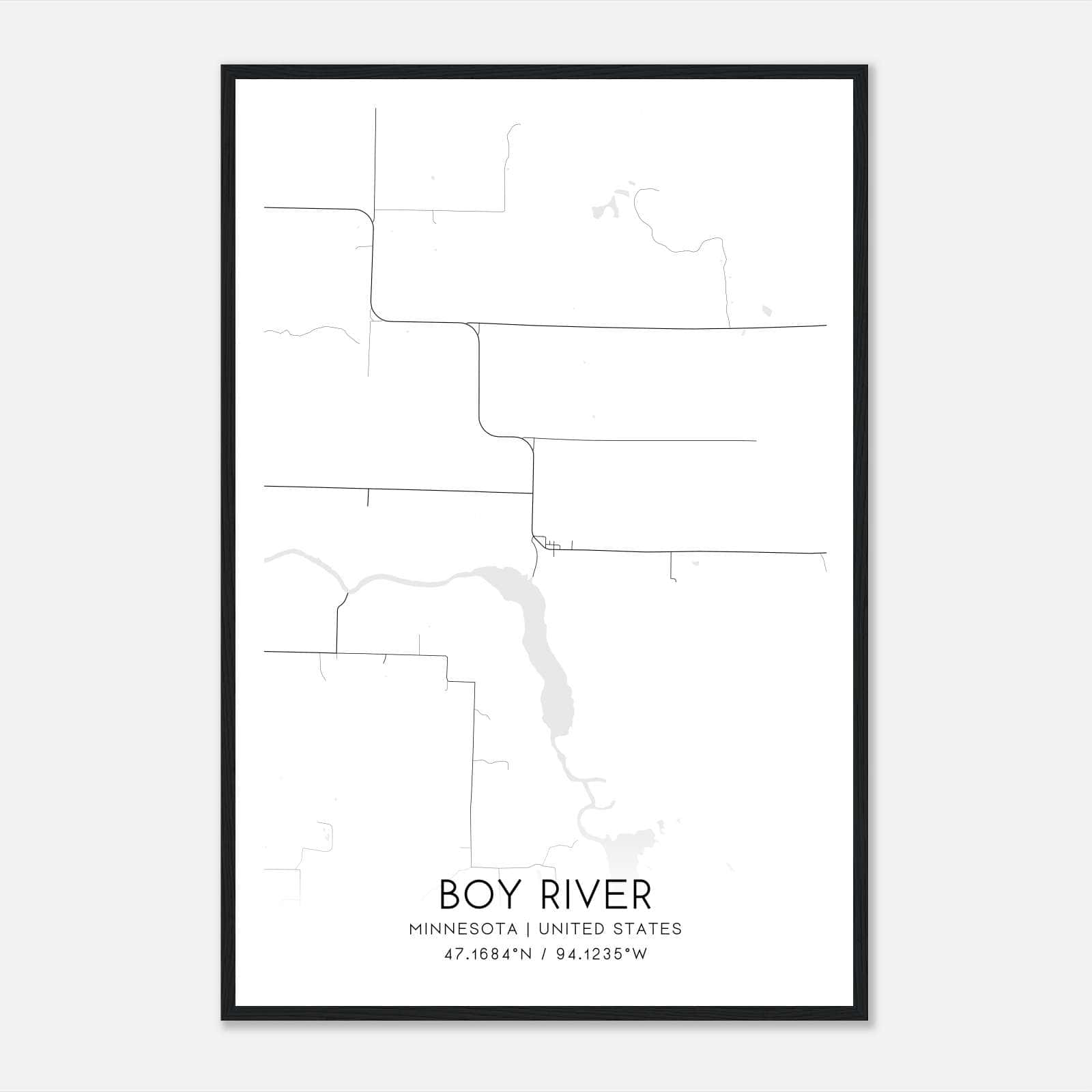 Boy River Minnesota Map Poster, Modern Home Decor Wall Art Print ...