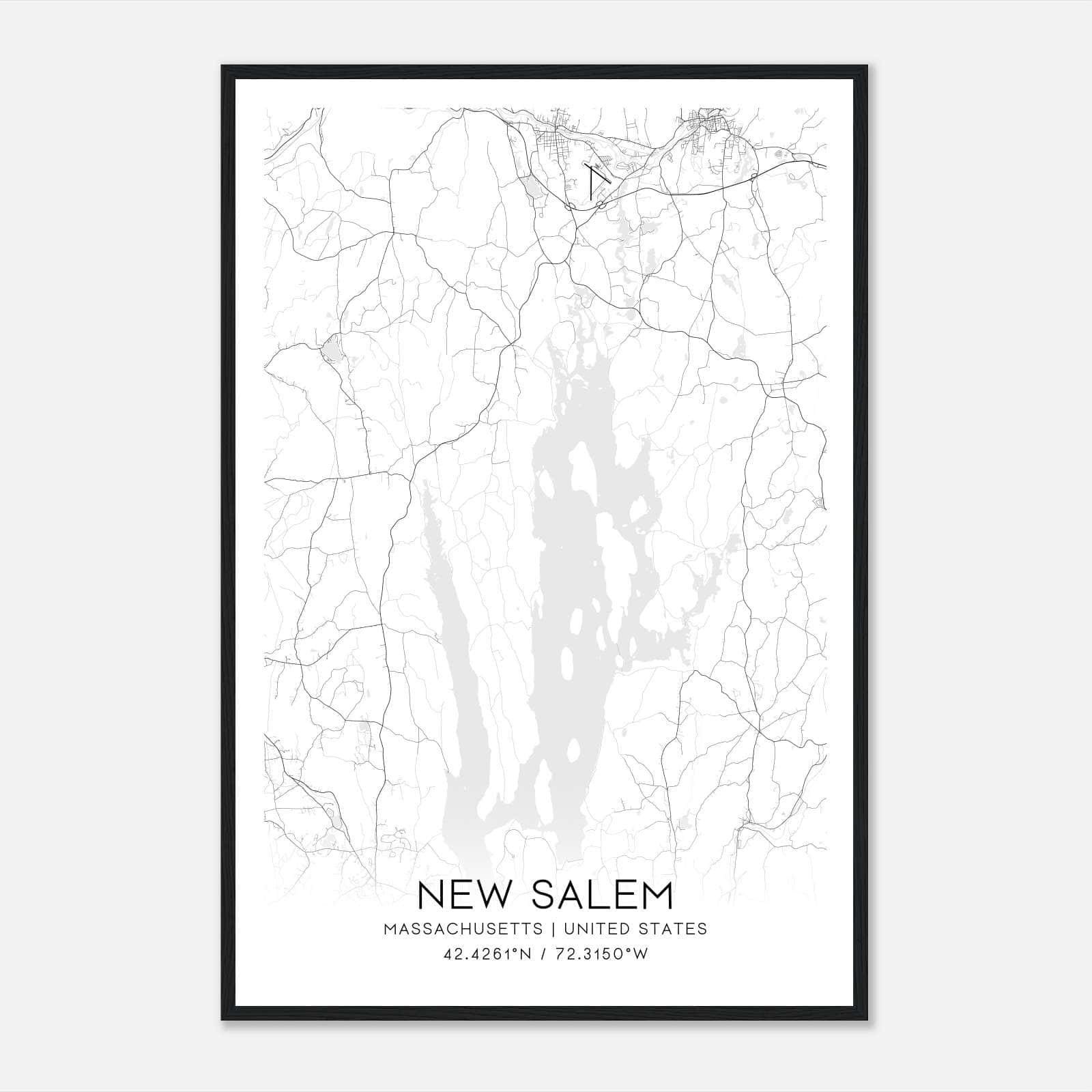 New Salem Massachusetts Map Poster, Modern Home Decor Wall Art Print ...