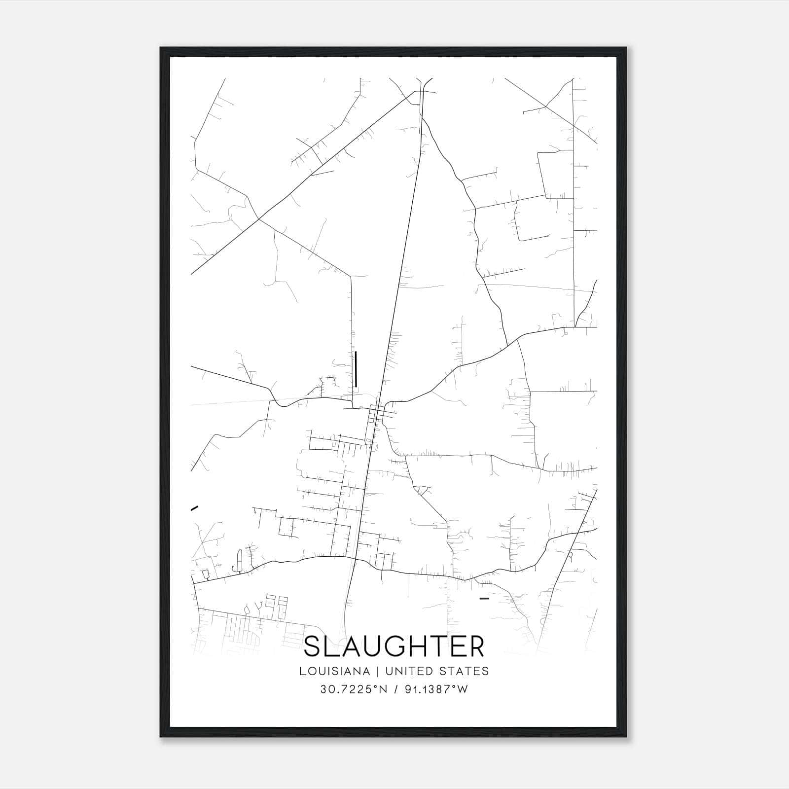 Slaughter Louisiana Map Poster, Modern Home Decor Wall Art Print ...
