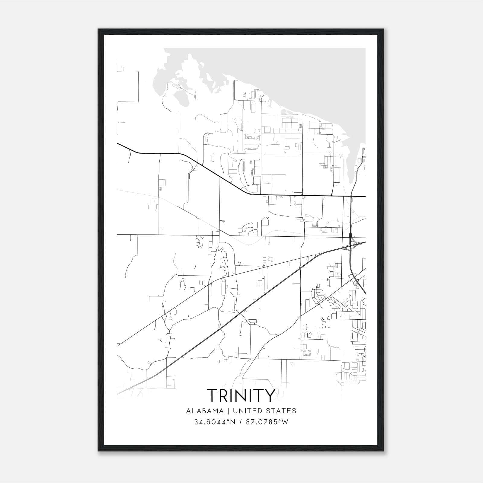 Trinity Alabama Map Poster, Modern Home Decor Wall Art Print - Custom ...