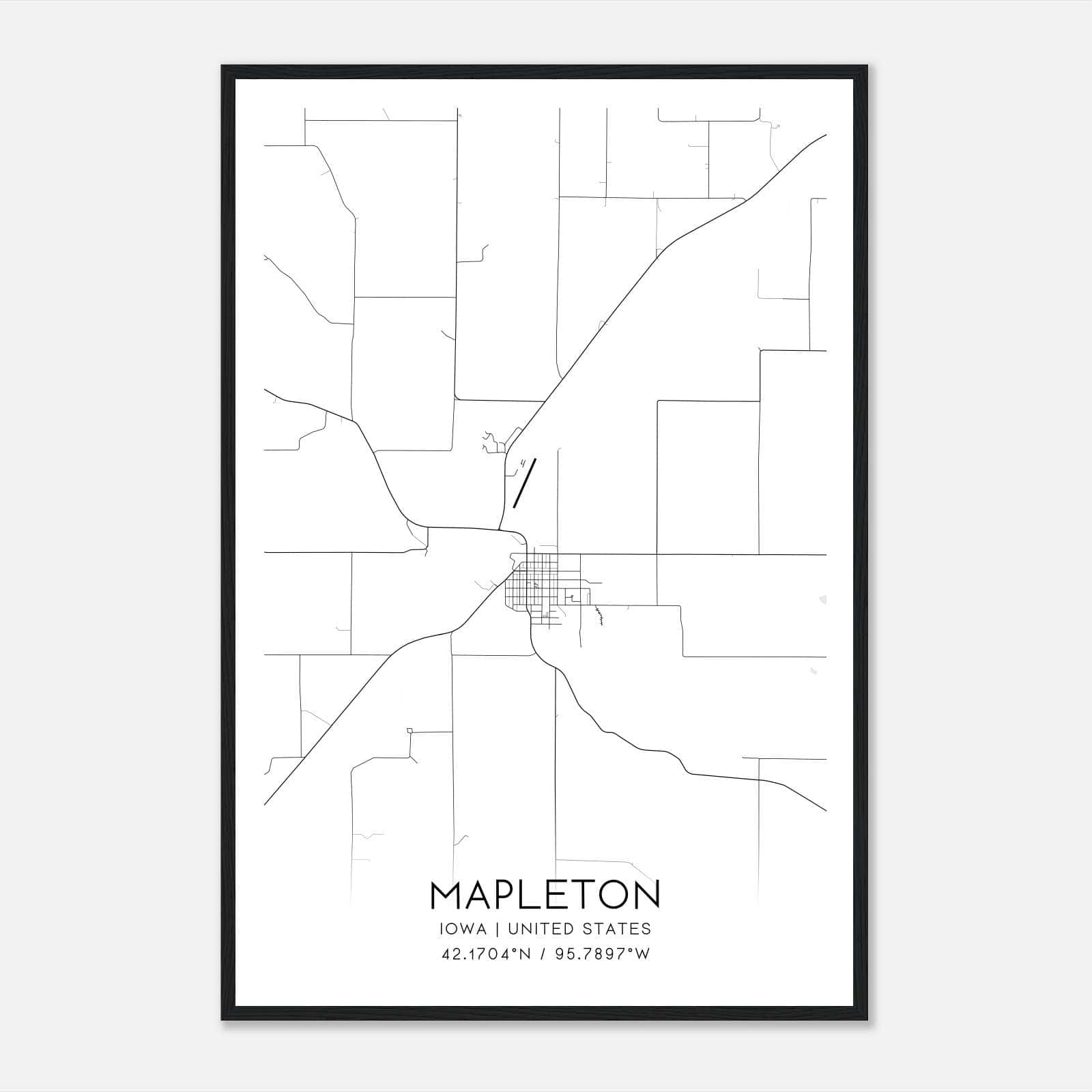 Mapleton Iowa Map Poster, Modern Home Decor Wall Art Print - Custom ...