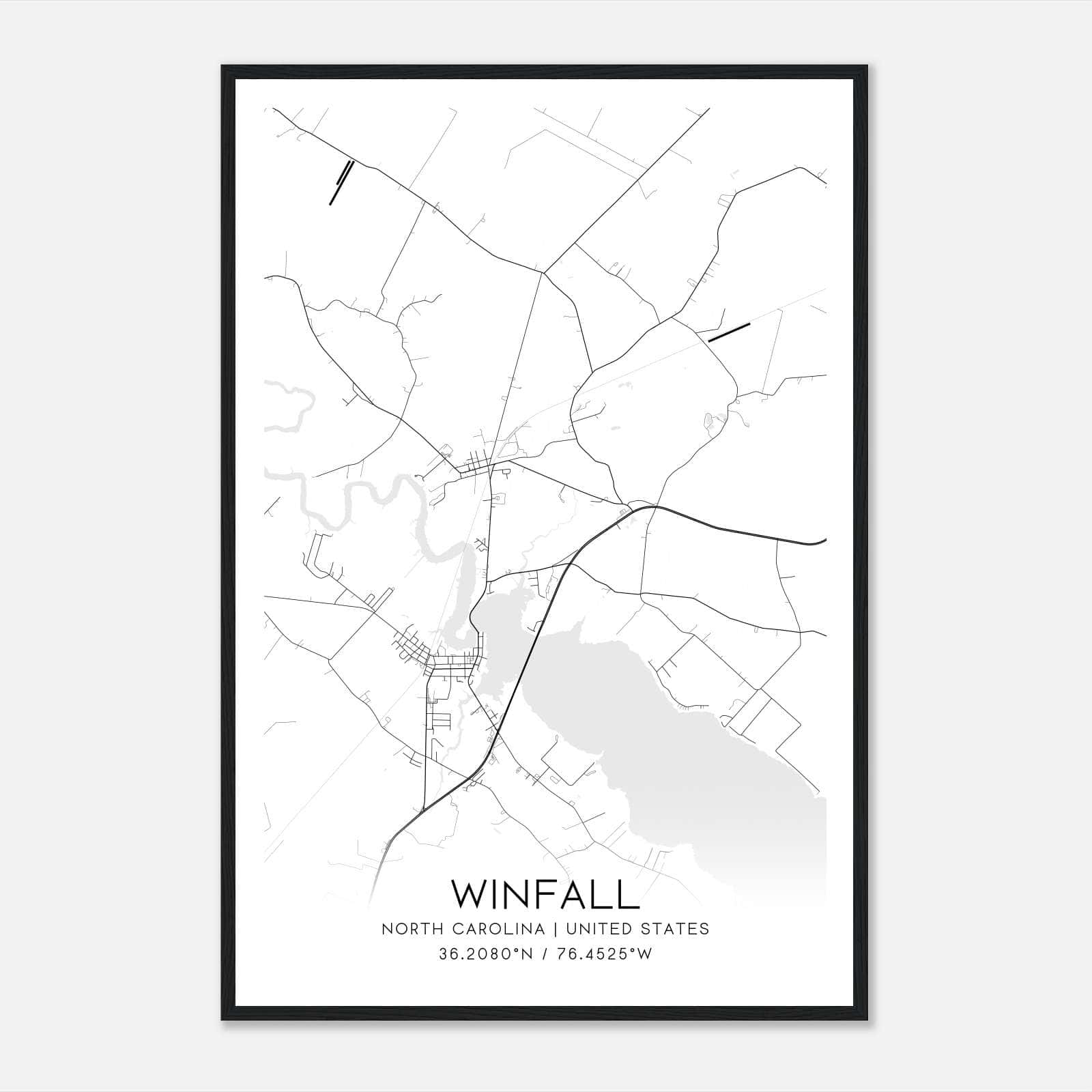 Winfall North Carolina Map Poster, Modern Home Decor Wall Art Print ...
