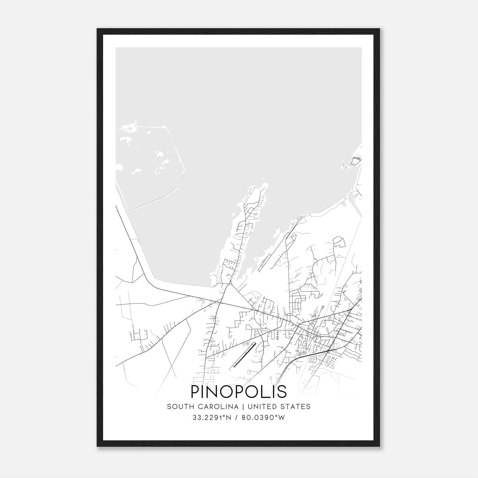 Pinopolis South Carolina Map Poster, Modern Home Decor Wall Art Print ...